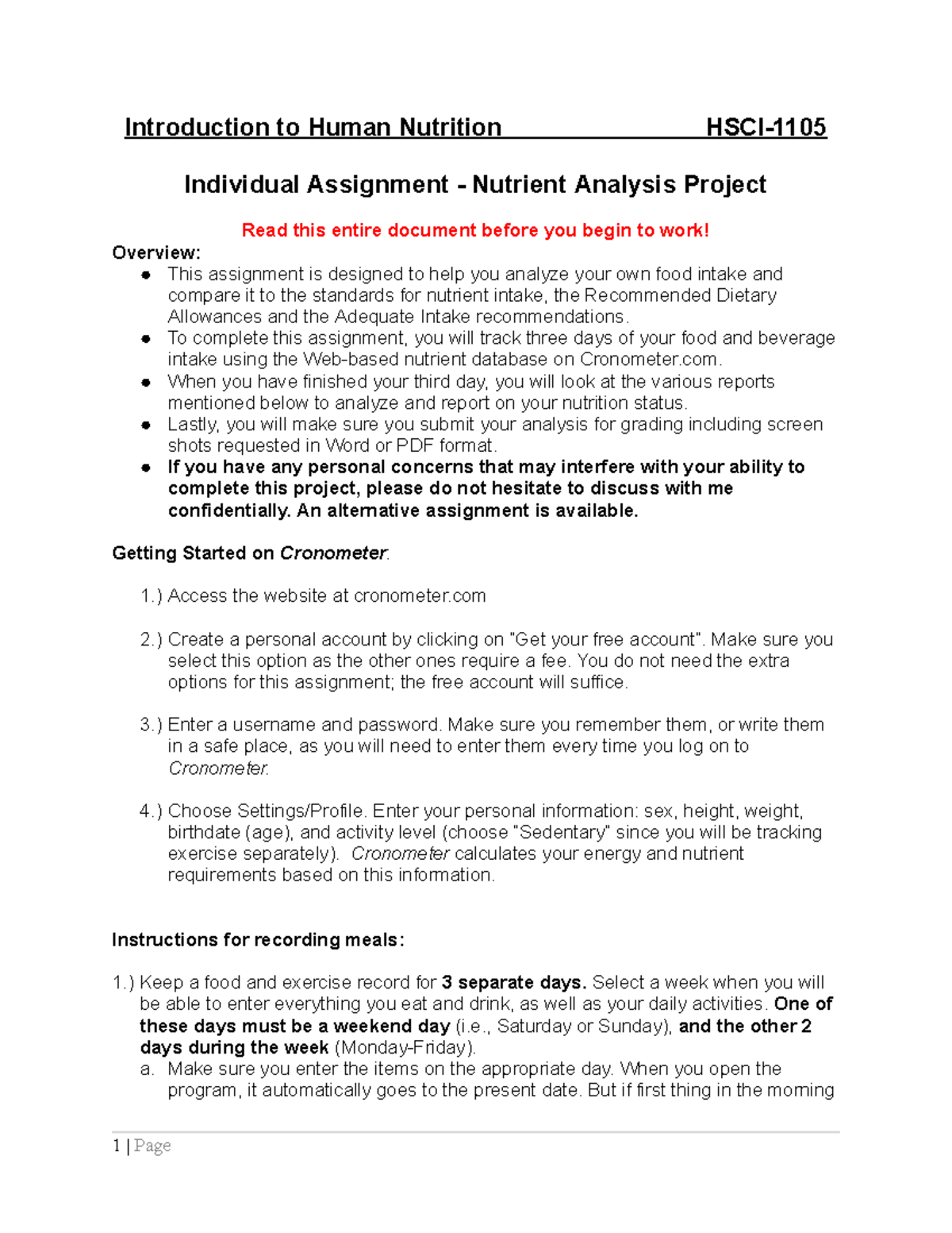 Nutrient Analysis Project using Cronometer 2023-2024 - Introduction to ...