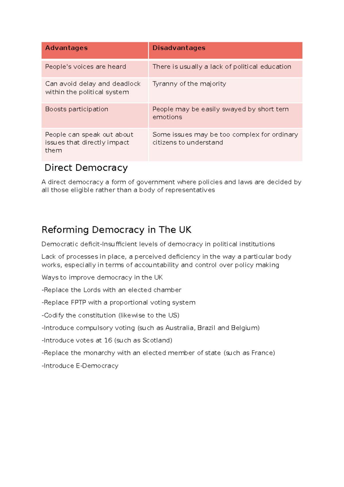 Direct Democracy - Advantages Disadvantages People's voices are heard ...