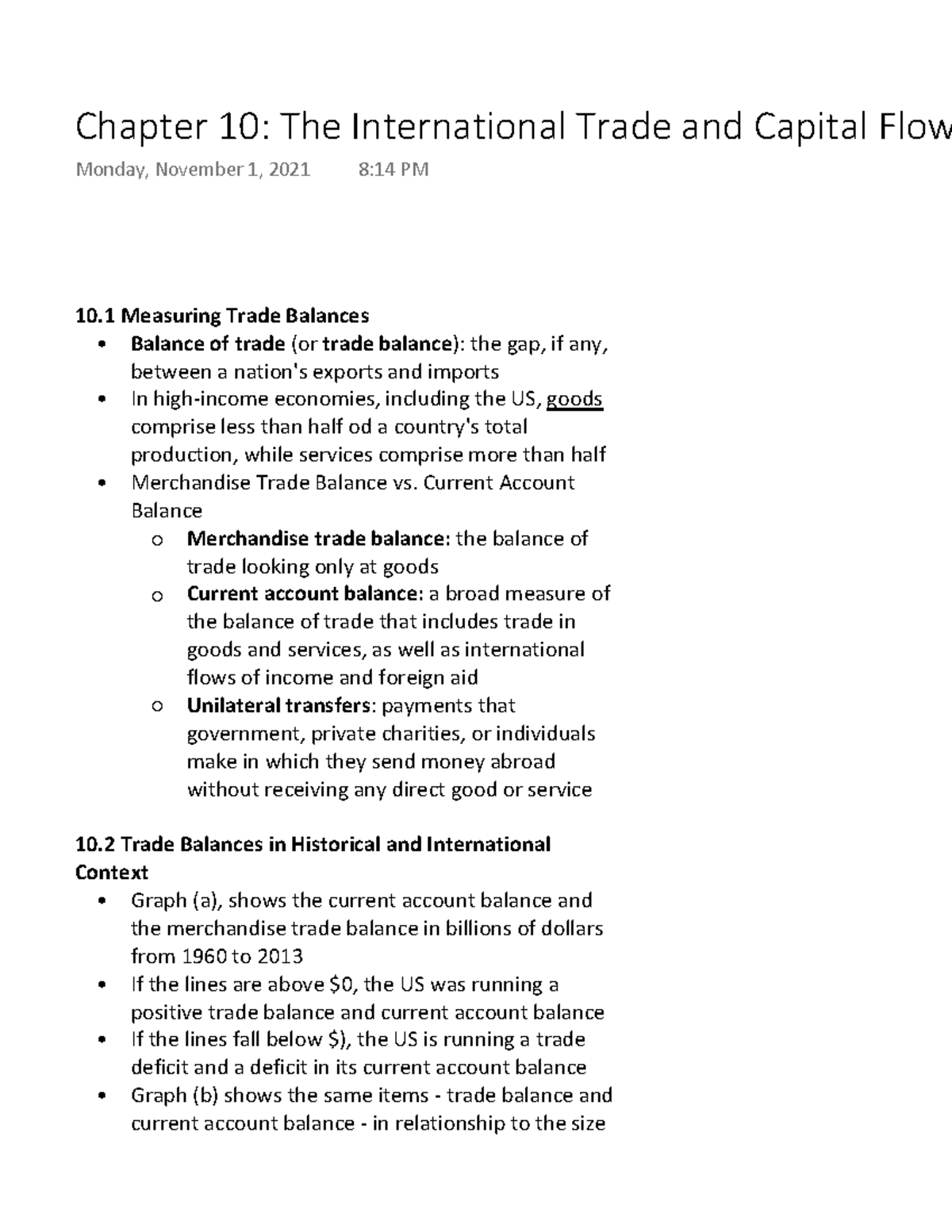 Chapter 10 The International Trade and Capital Flows - 10 Measuring ...