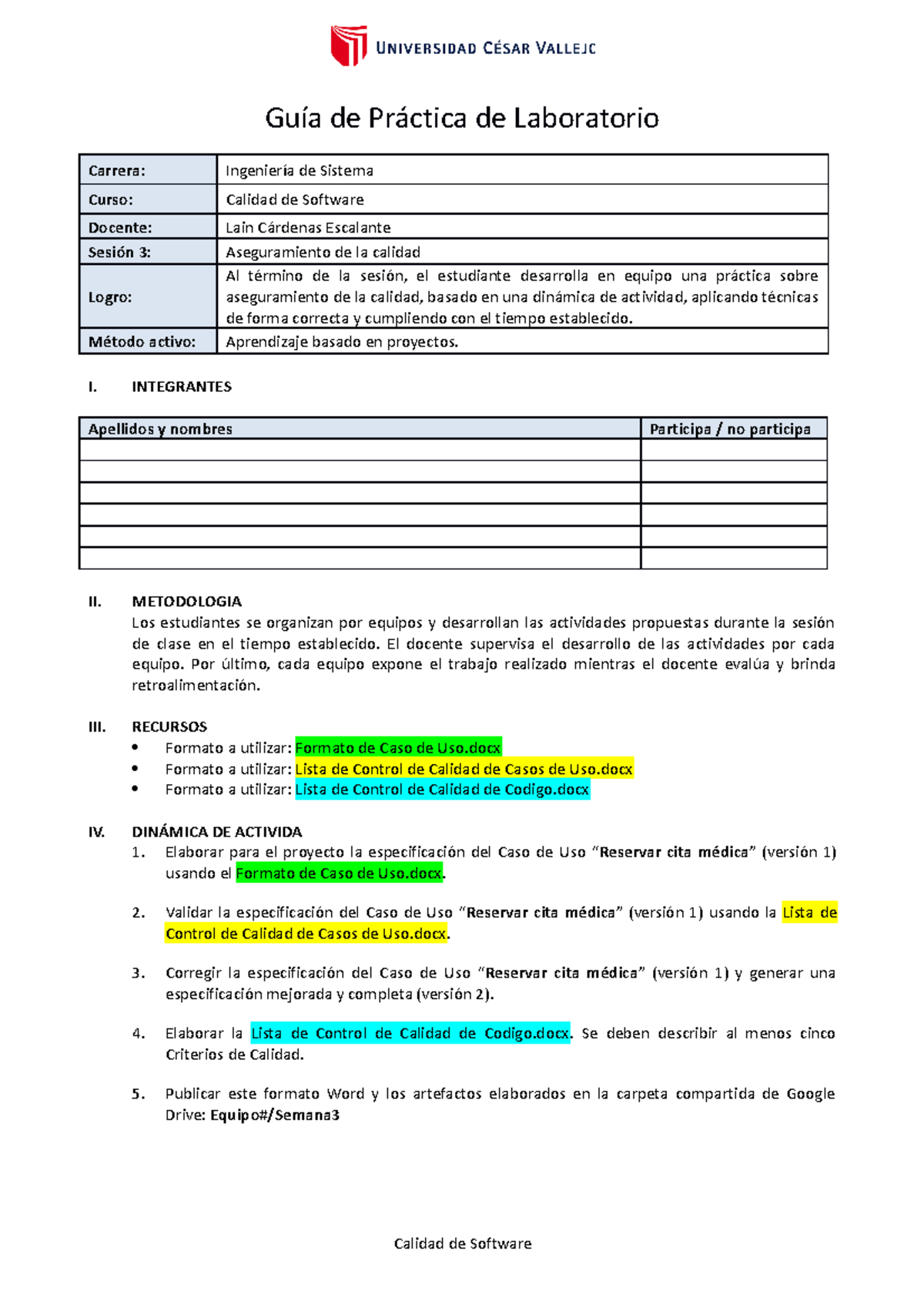 CS - Guia de Practica de Laboratorio Sesion 3 - Guía de Práctica de Laboratorio Carrera ...