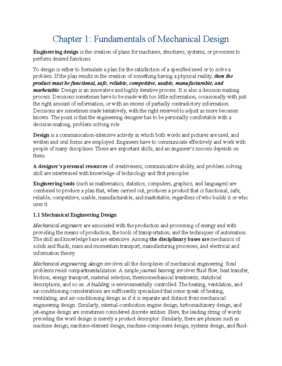 Chapter 1. Fundamentals of Mechanical Design - Chapter 1: Fundamentals ...