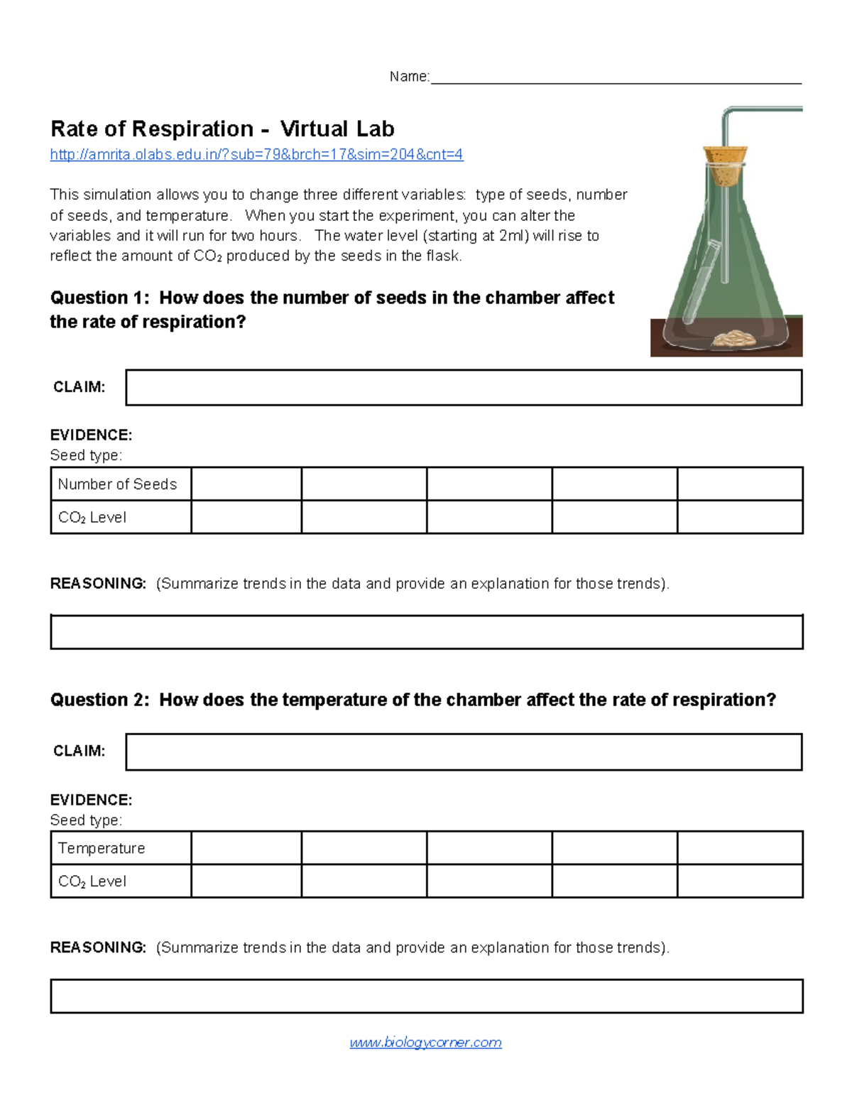 Investigation+-+Rate+of+Respiration+Virtual+with+CER - - Studocu