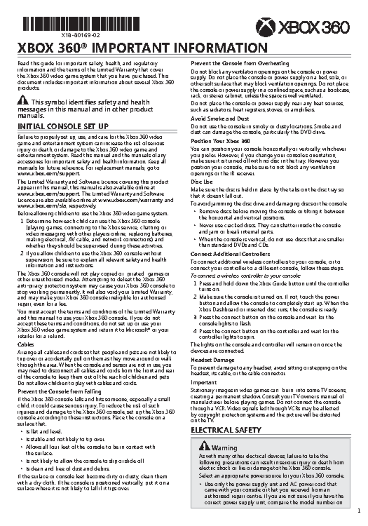 XBOX 360 Manual EN DA NL FI FR DE IT NO PT ES SV - EU - - Studocu