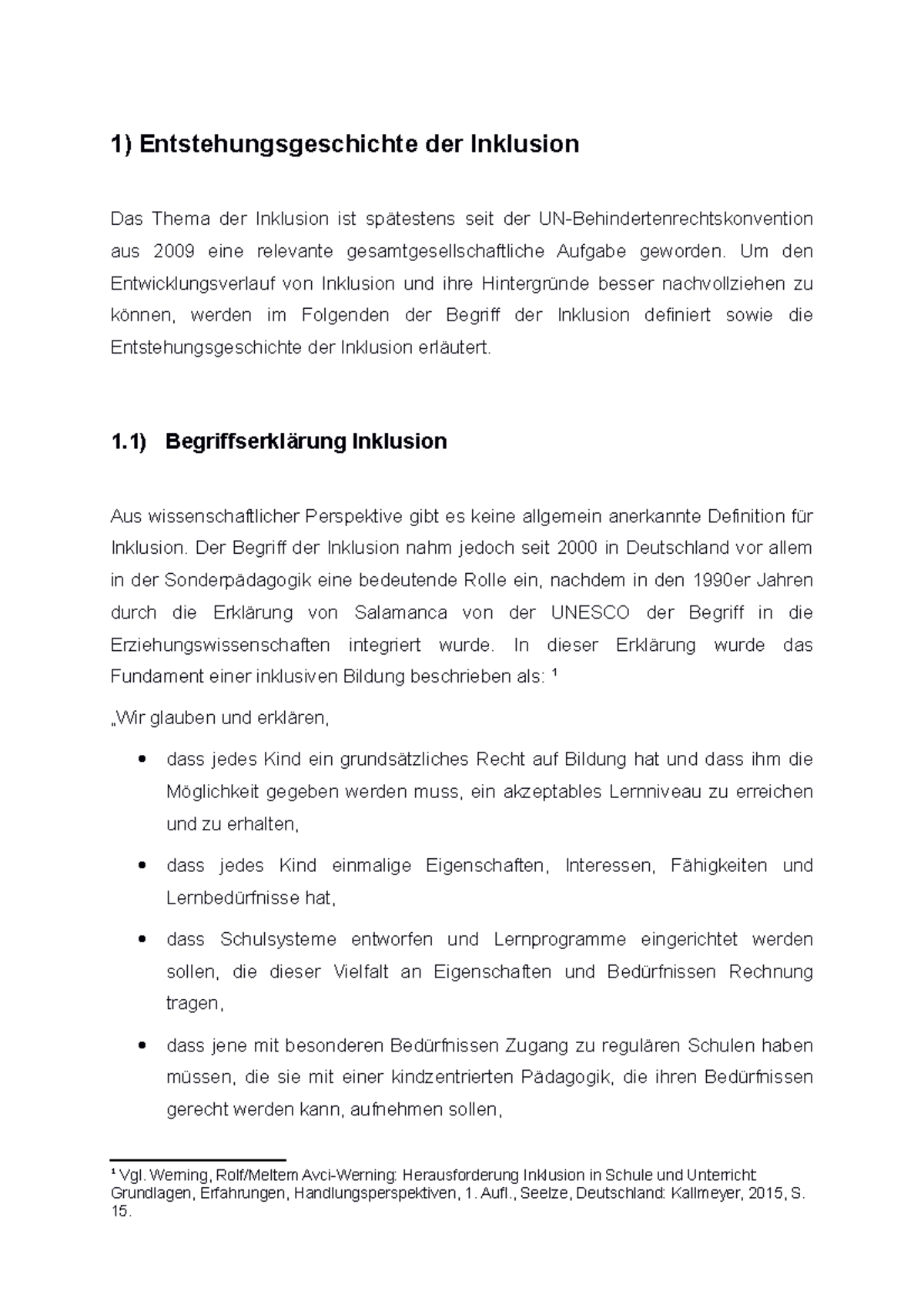 Bachelorarbeit Einleitung Bsp - 1) Entstehungsgeschichte der Inklusion ...