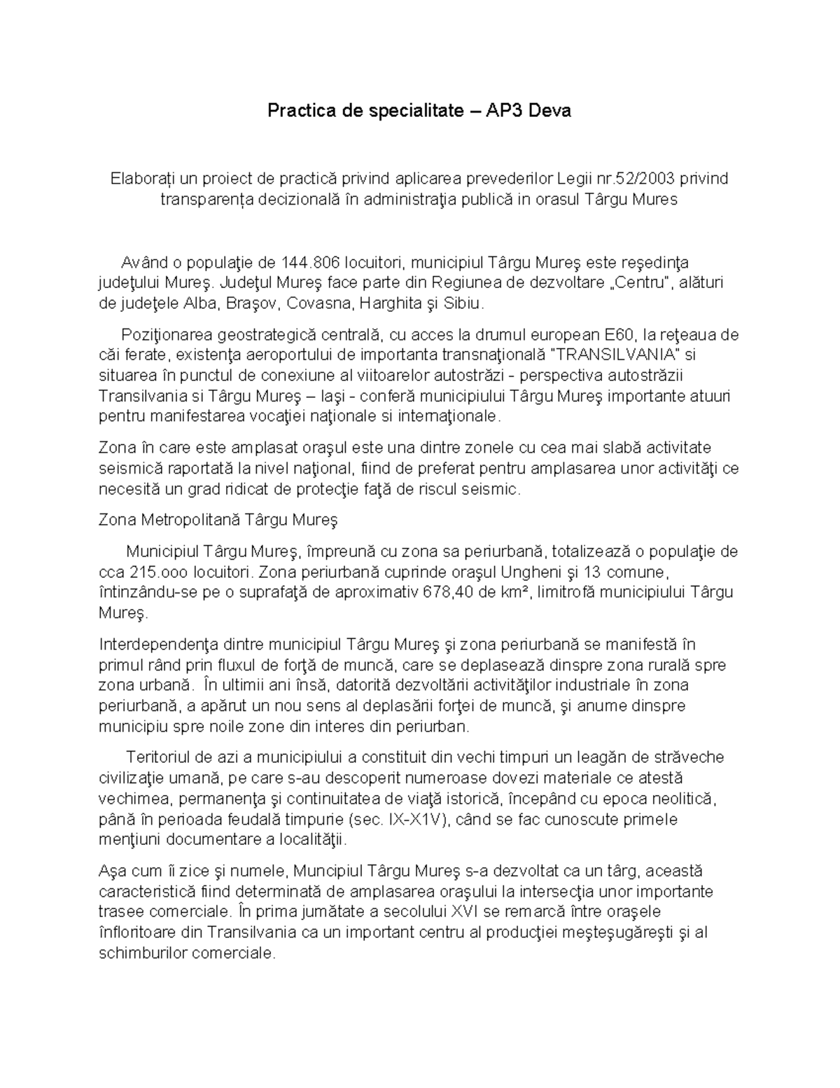 Referat Practică de specialitate - Administratie publica - Studocu
