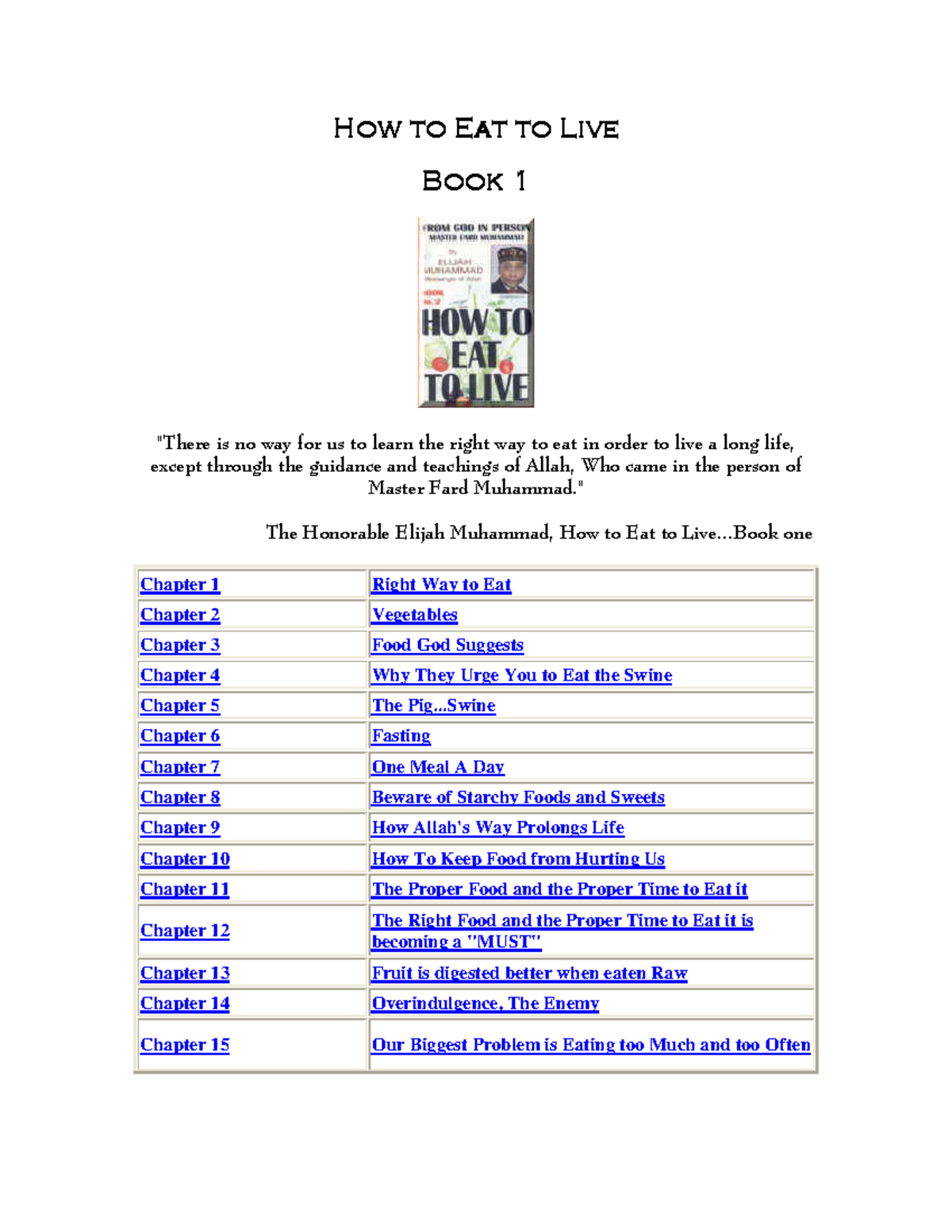 How to eat to live book 1 - - Studocu