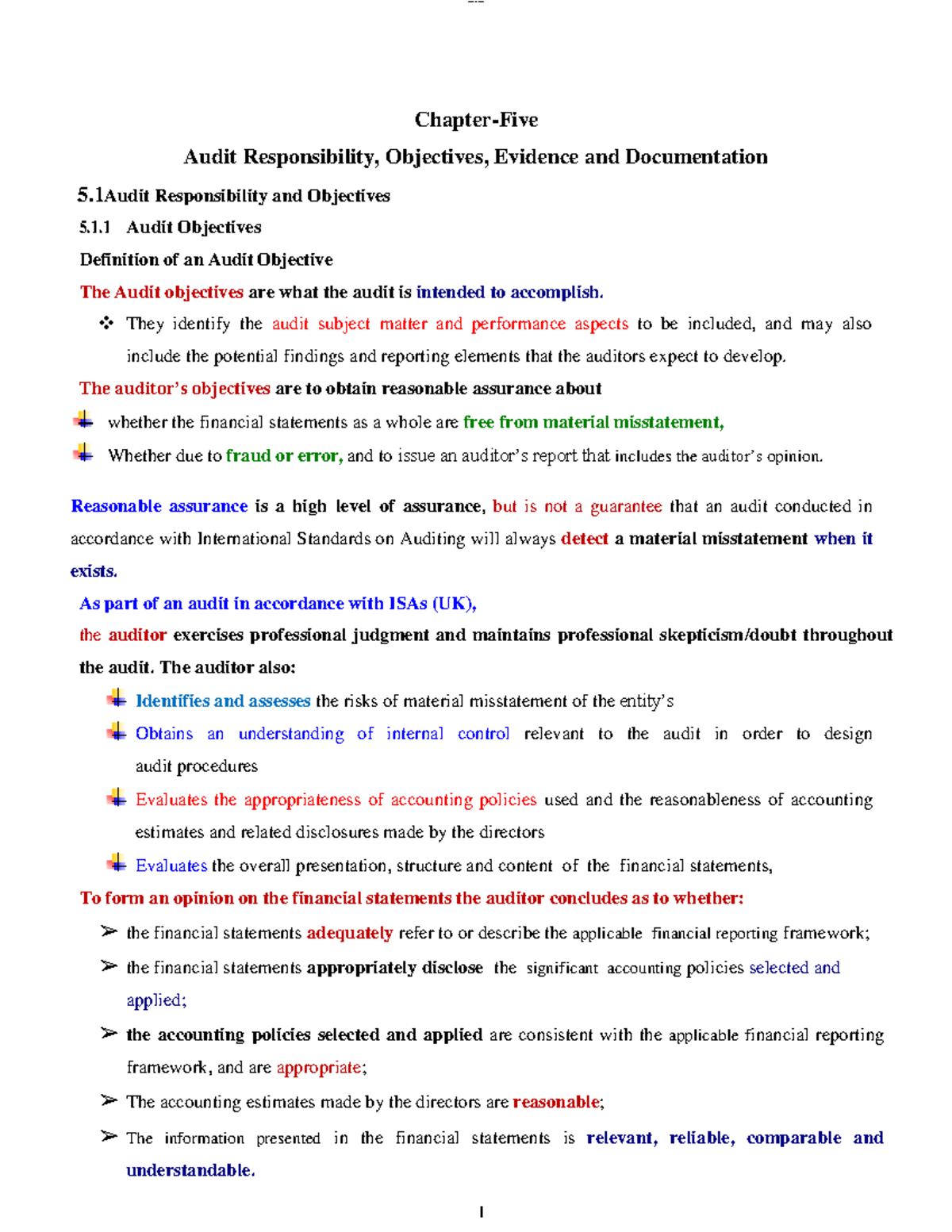 Auditing 1 chapter 5 pdf - Chapter-Five Audit Responsibility ...