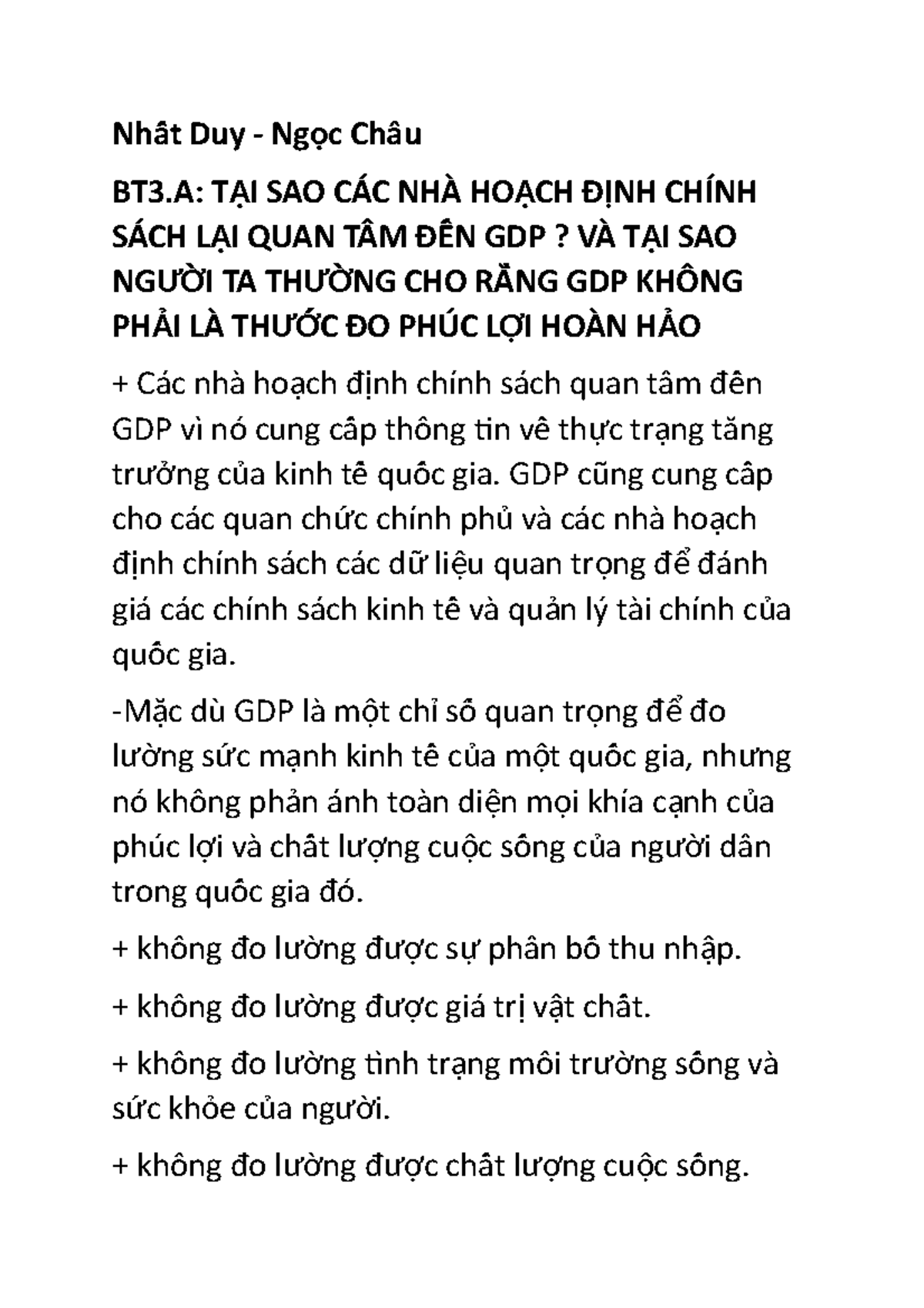 Câu 3A - câu 4 - ádasd - Nhấất Duy - Ng c Chấuọ BT3: T ẠI SAO CÁC NHÀ HO ẠCH Đ NH CHÍNH Ị SÁCH L ...