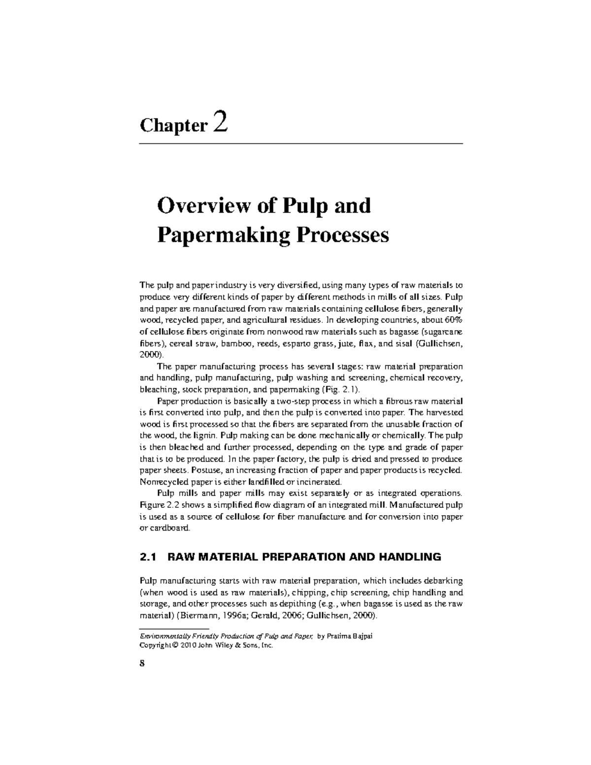 Overview of Pulp and Papermaking Processes - Chapter 2 Overview of Pulp ...
