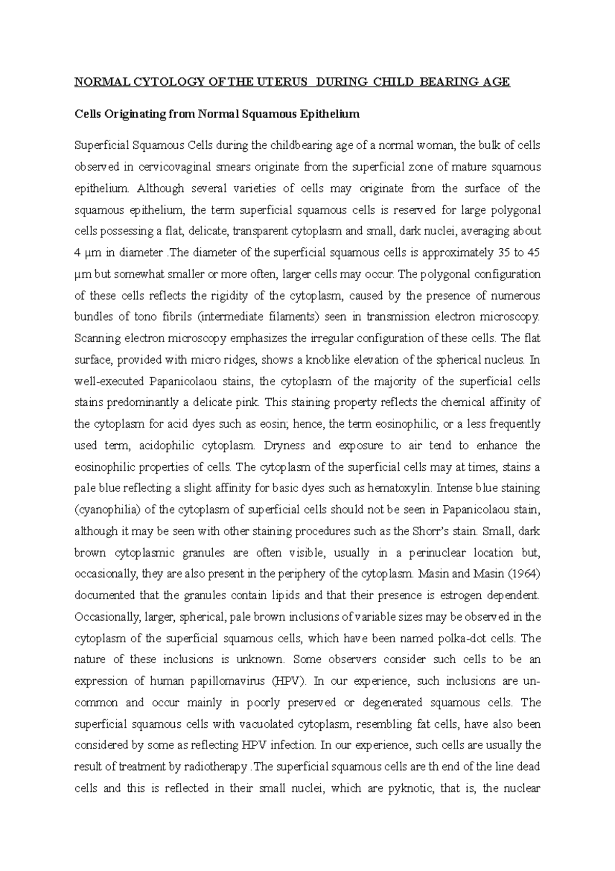 Cytology notes - NORMAL CYTOLOGY OF THE UTERUS DURING CHILD BEARING AGE ...