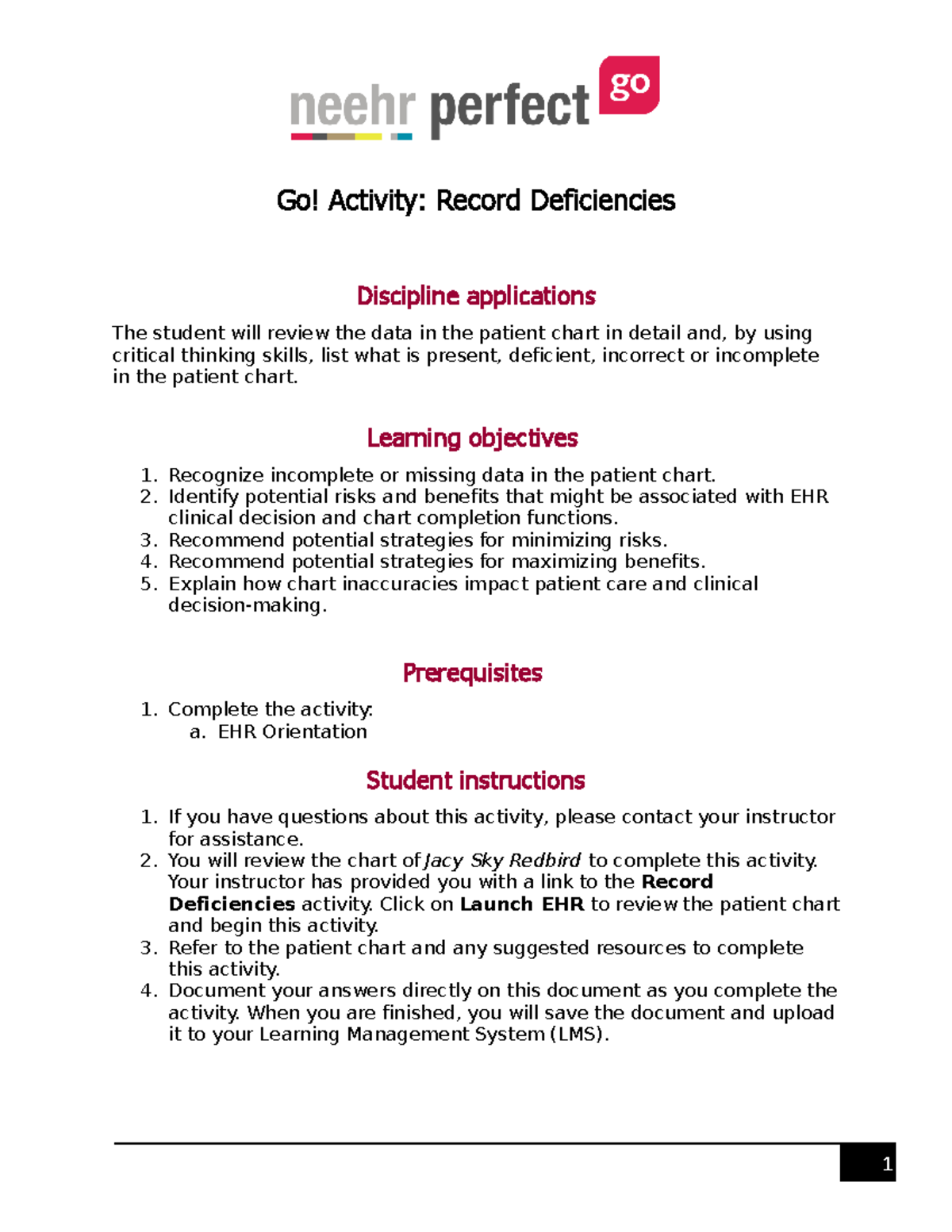 Record Deficiences 2 - Assignment - Go! Activity: Record Deficiencies ...