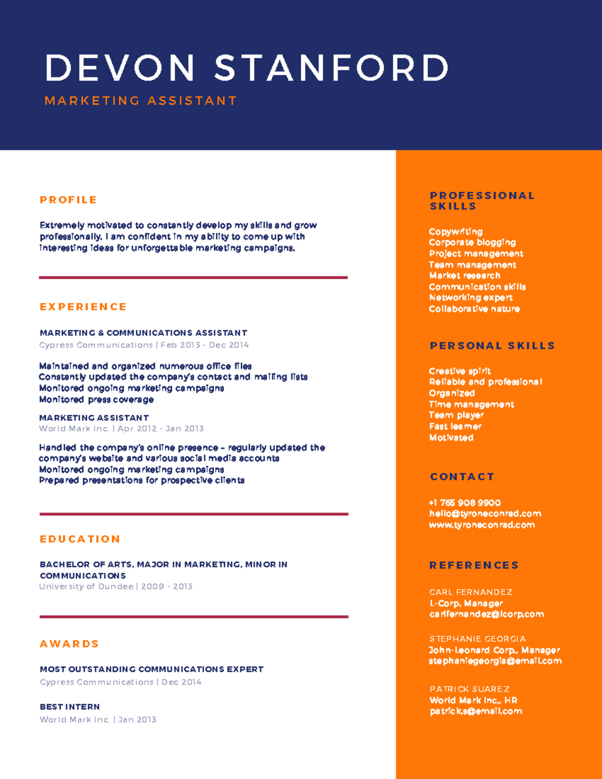 CV Example - Exemple de CV - PROFILE Extremely motivated to constantly ...