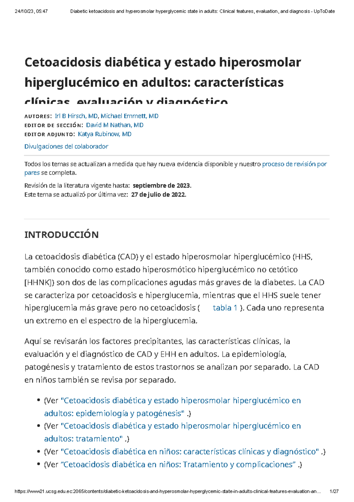 Diabetic Ketoacidosis And Hyperosmolar Hyperglycemic State In Adults