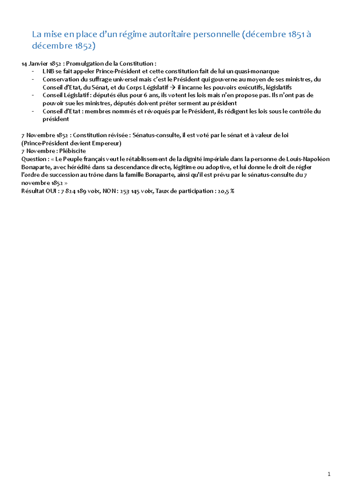 La mise en place d’un régime autoritaire personnelle - La mise en place ...