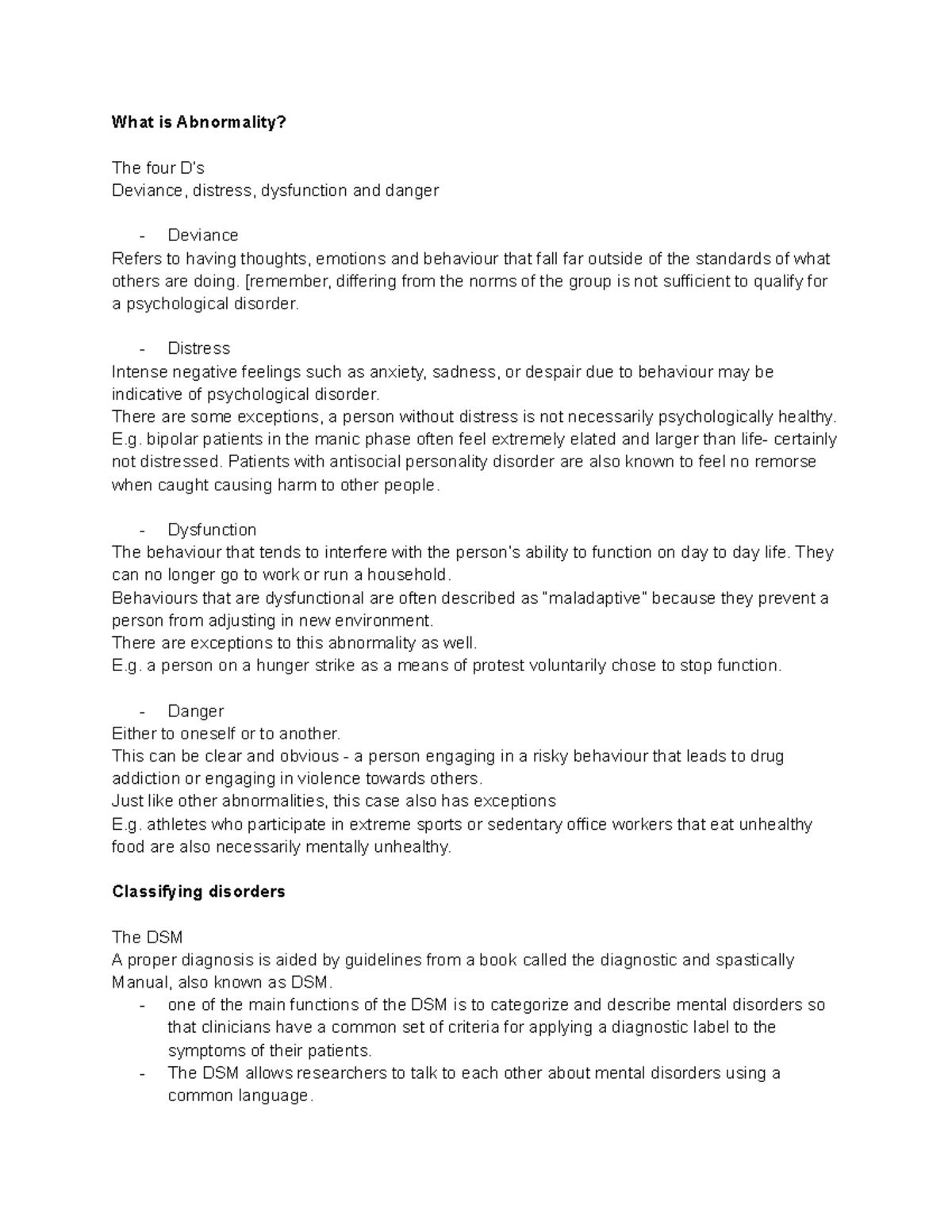 Psychological Disorder 1 and 2 - What is Abnormality? The four D’s ...