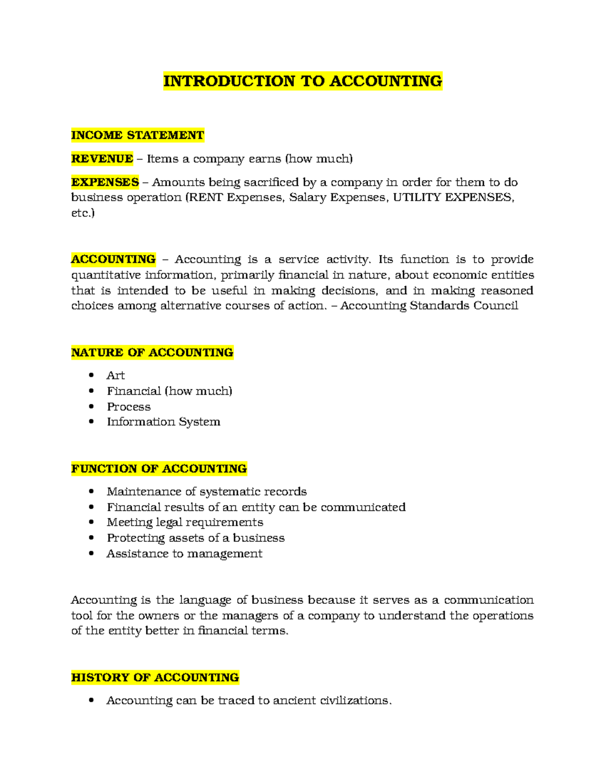 Introduction TO Fundamentals of Accountancy and Business Management ...