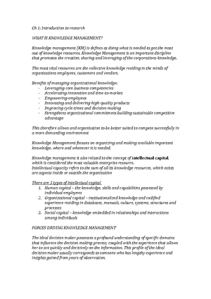 Ch 5 - Chapter 5 - Knowledge Management - Ch 5: Organizational impacts of knowledge management ...