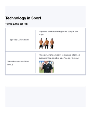 The role of technology in physical activity and sport Flashcards ...