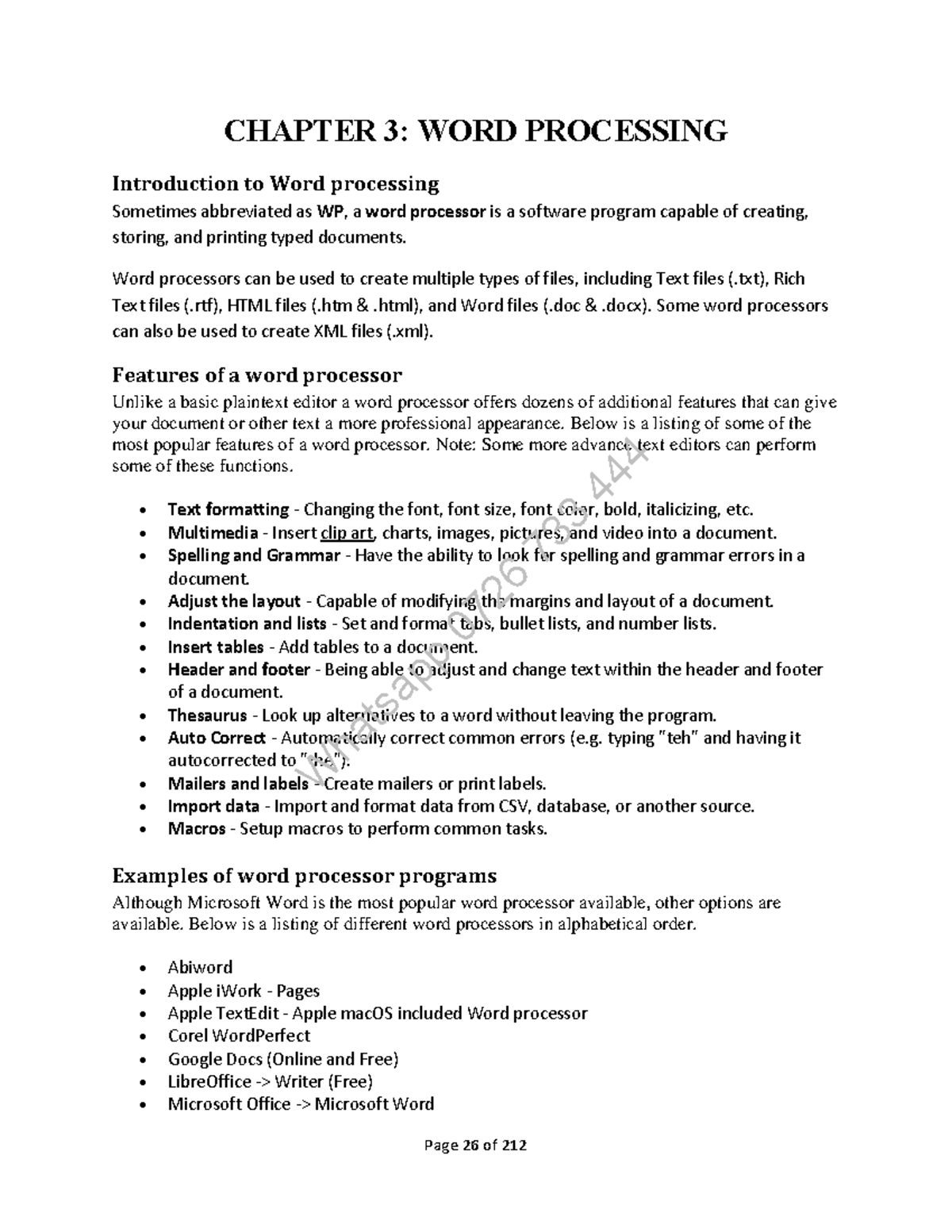 Chapter 03 Word Processing Chapter 3 Word Processing Introduction To Word Processing