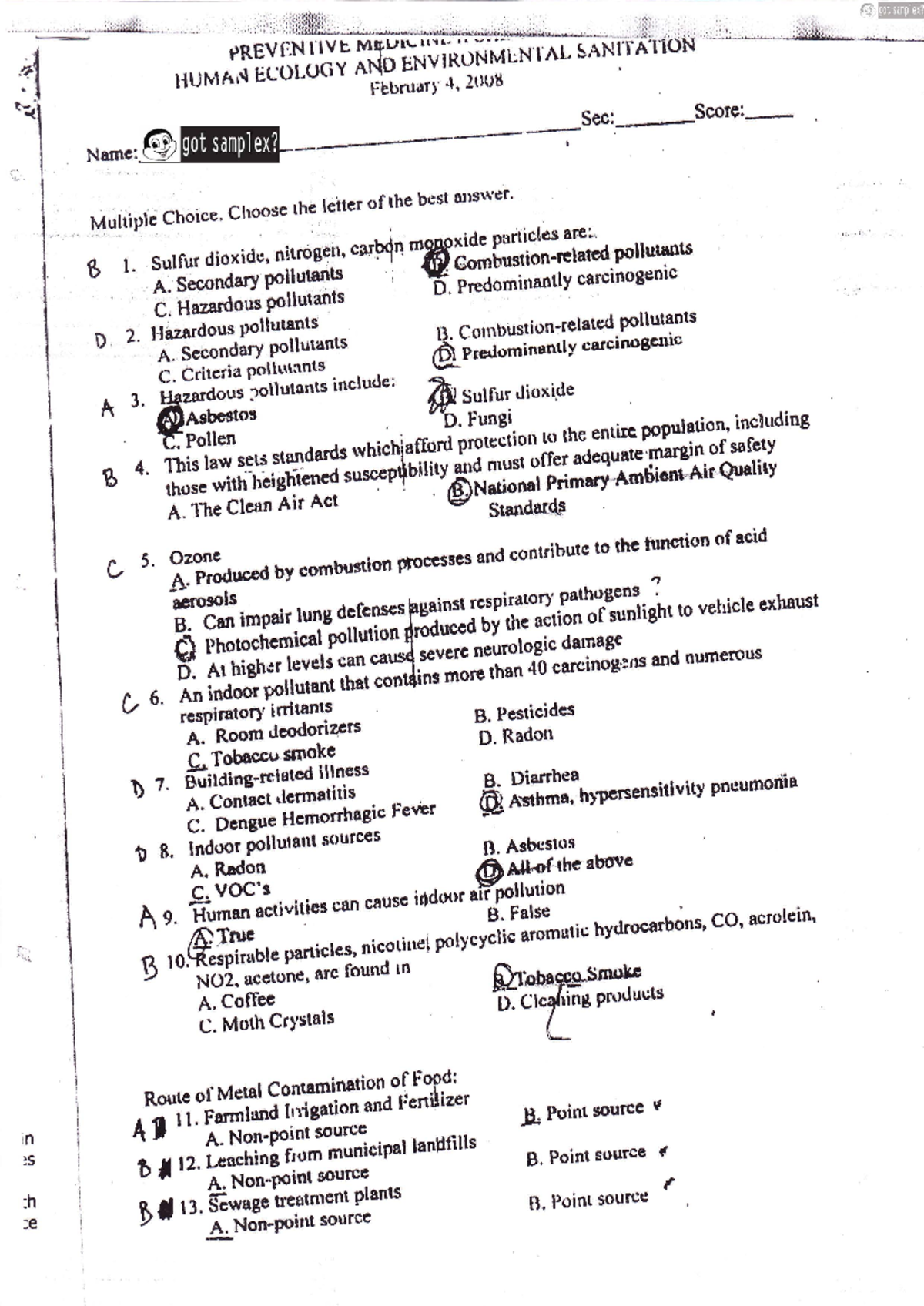 Prev Med 2 - Environmental 2008 - PREVENTIVE HUMAN ECOLOGY AND ...