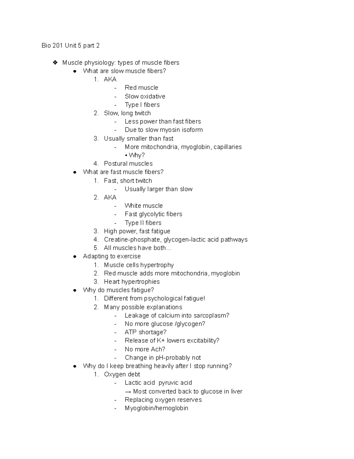 Bio 201 unit 5 Pt 2 - Dr. Kellar class - Bio 201 Unit 5 part 2 Muscle ...