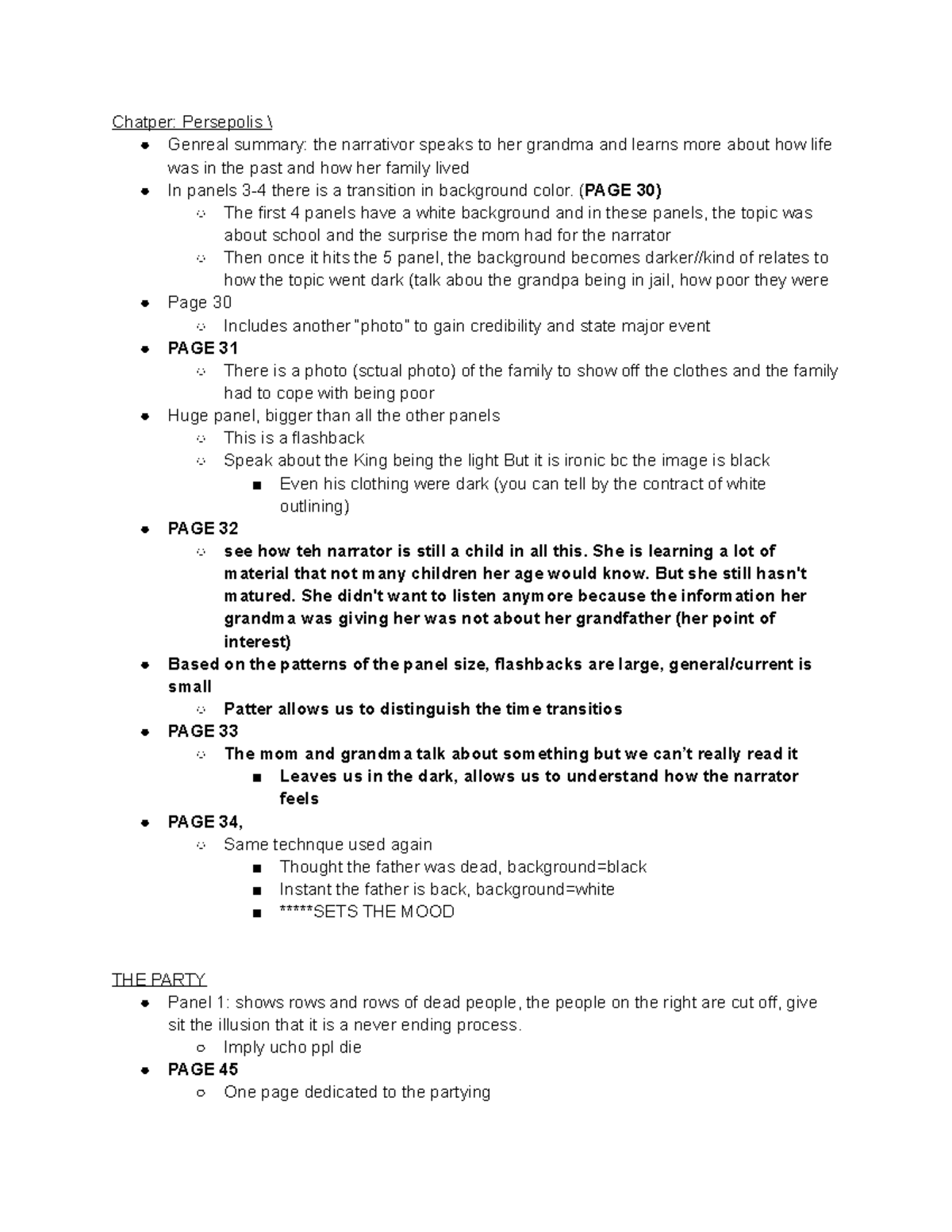 3 Ch analysis of persepolis - Chatper: Persepolis Genreal summary: the ...