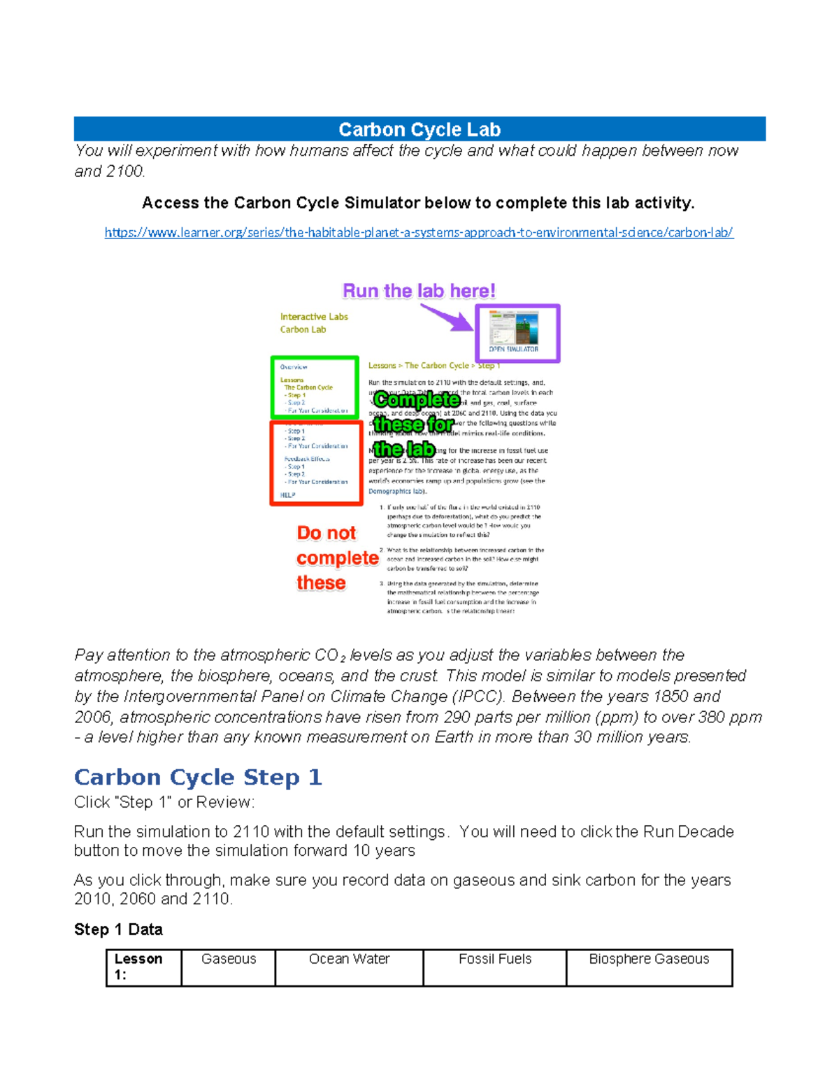 APES Carbon Cycle Lab F 22 - Carbon Cycle Lab You will experiment with ...