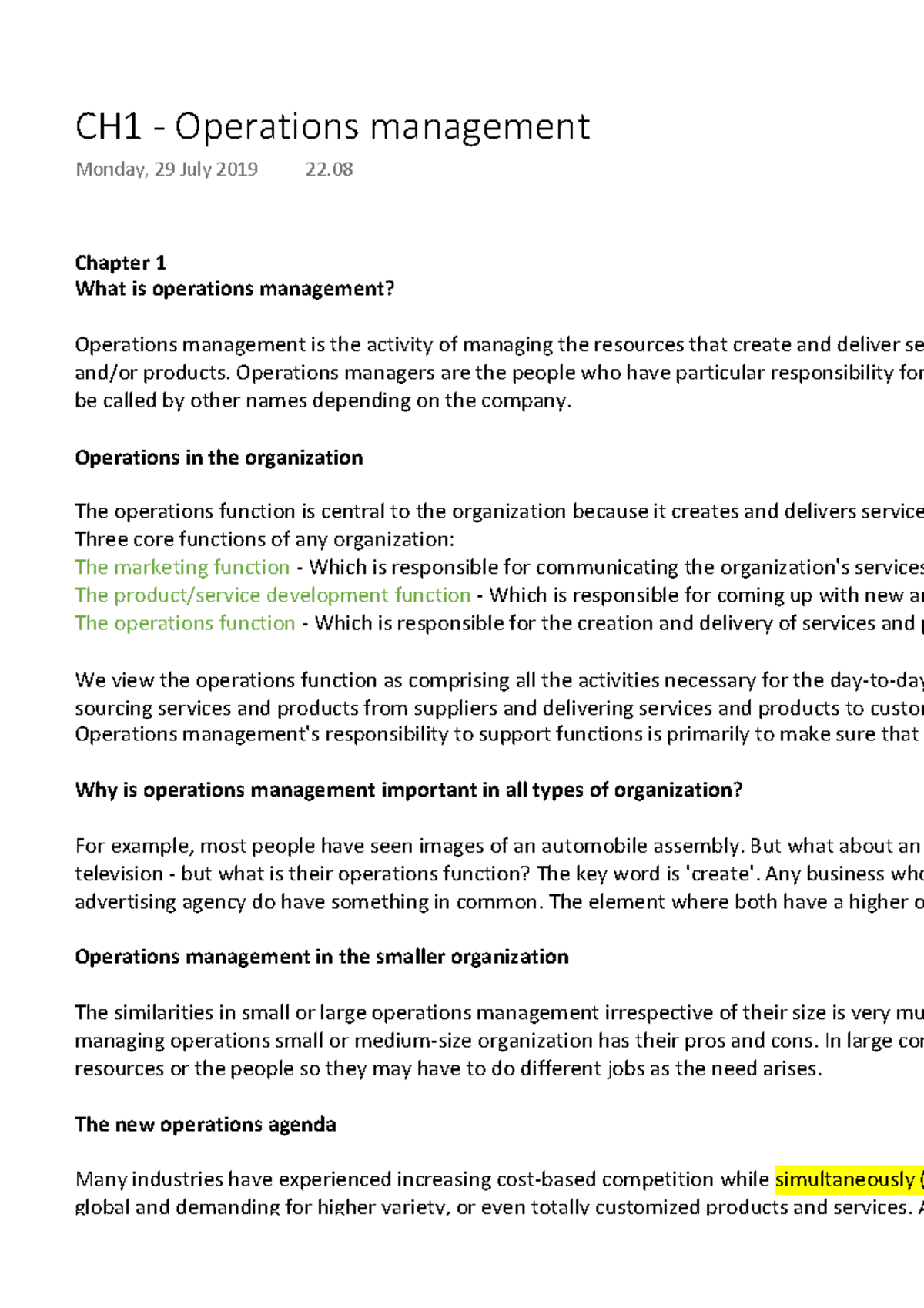 CH1 - Operations management - Warning: TT: undefined function: 32 Chapter 1 What is operations ...