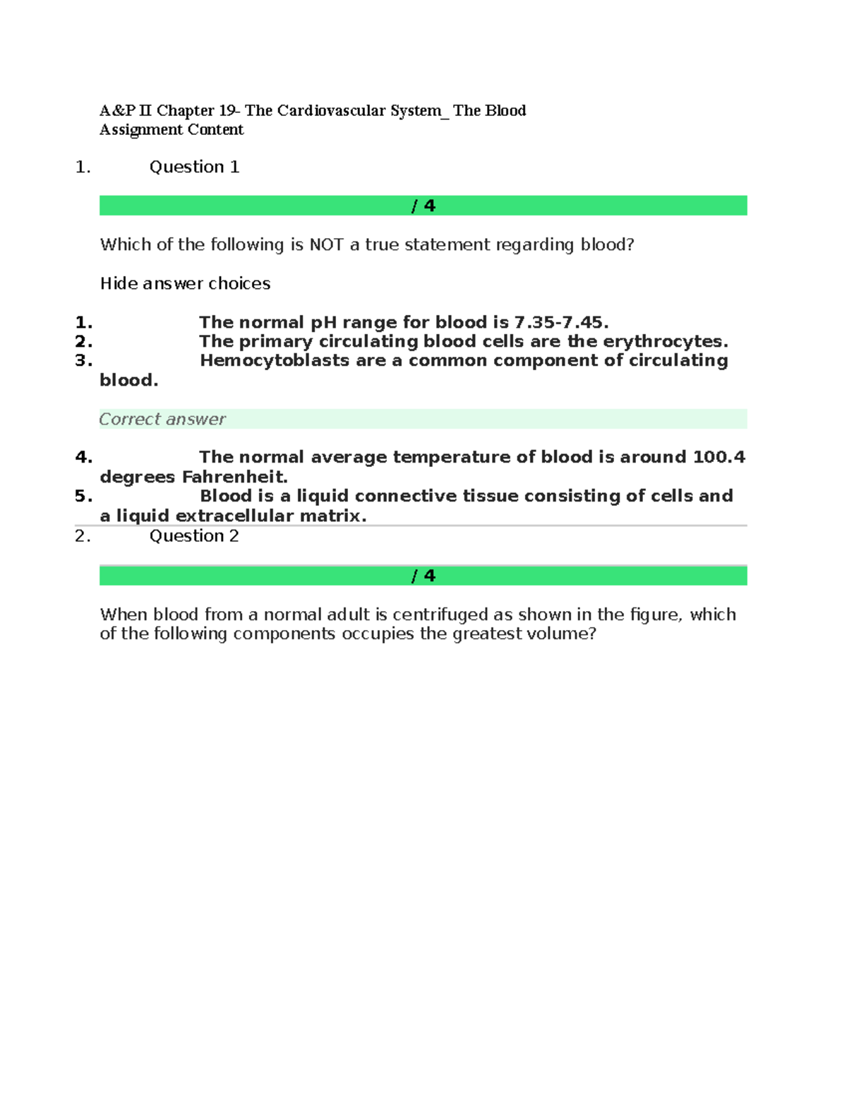 A&P II Chap 19 The Blood - Anatomy and Physiology weekly cours ...