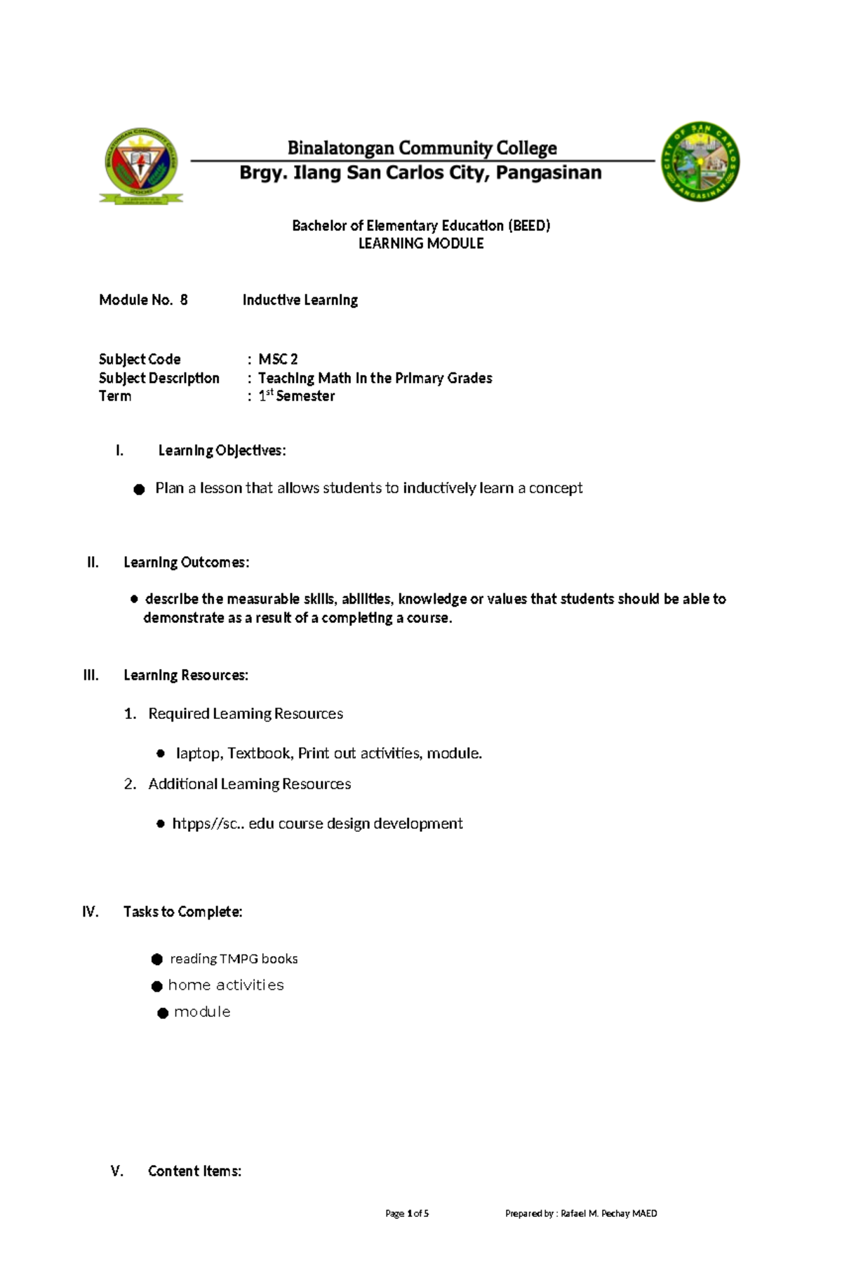 TMPG-module-8 - Practice - Bachelor of Elementary Education (BEED ...