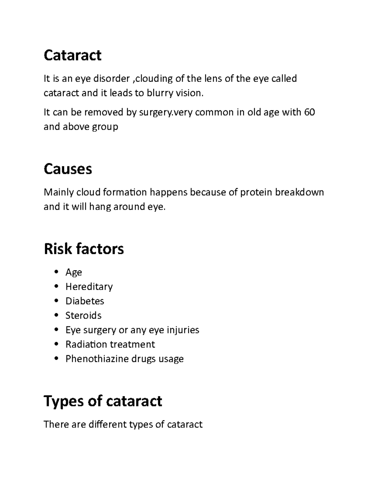 Document (21) cataract - Cataract It is an eye disorder ,clouding of ...