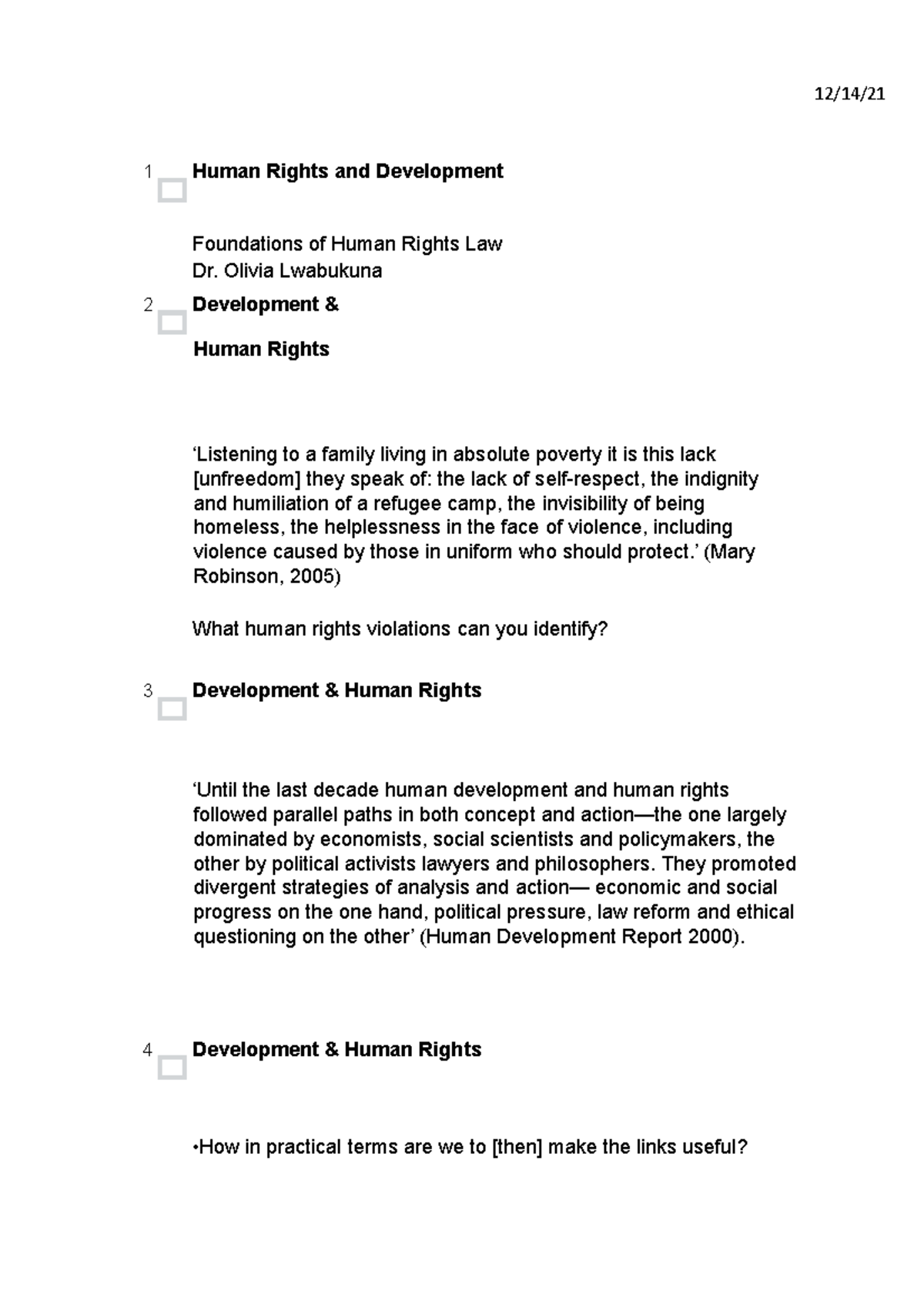 Lecture 7 Human Rights and Development - 155200082 - SOAS University of ...