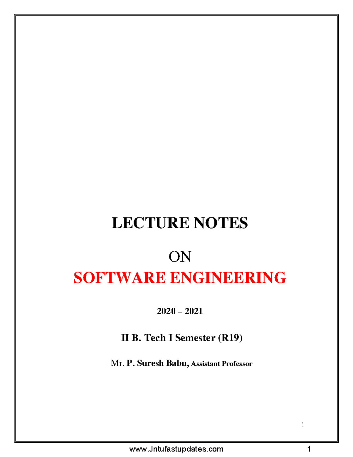 Jntuk 2-1 Software Engineering - UNIT-2 - Final - 1 LECTURE NOTES ON ...