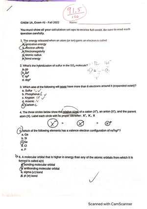 Chem 1A Exam #4- Questions and Answers - CHEM 1A - Studocu