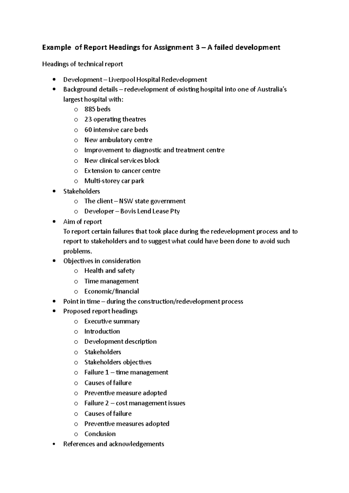 Example 1 Final report headings - Example of Report Headings for ...