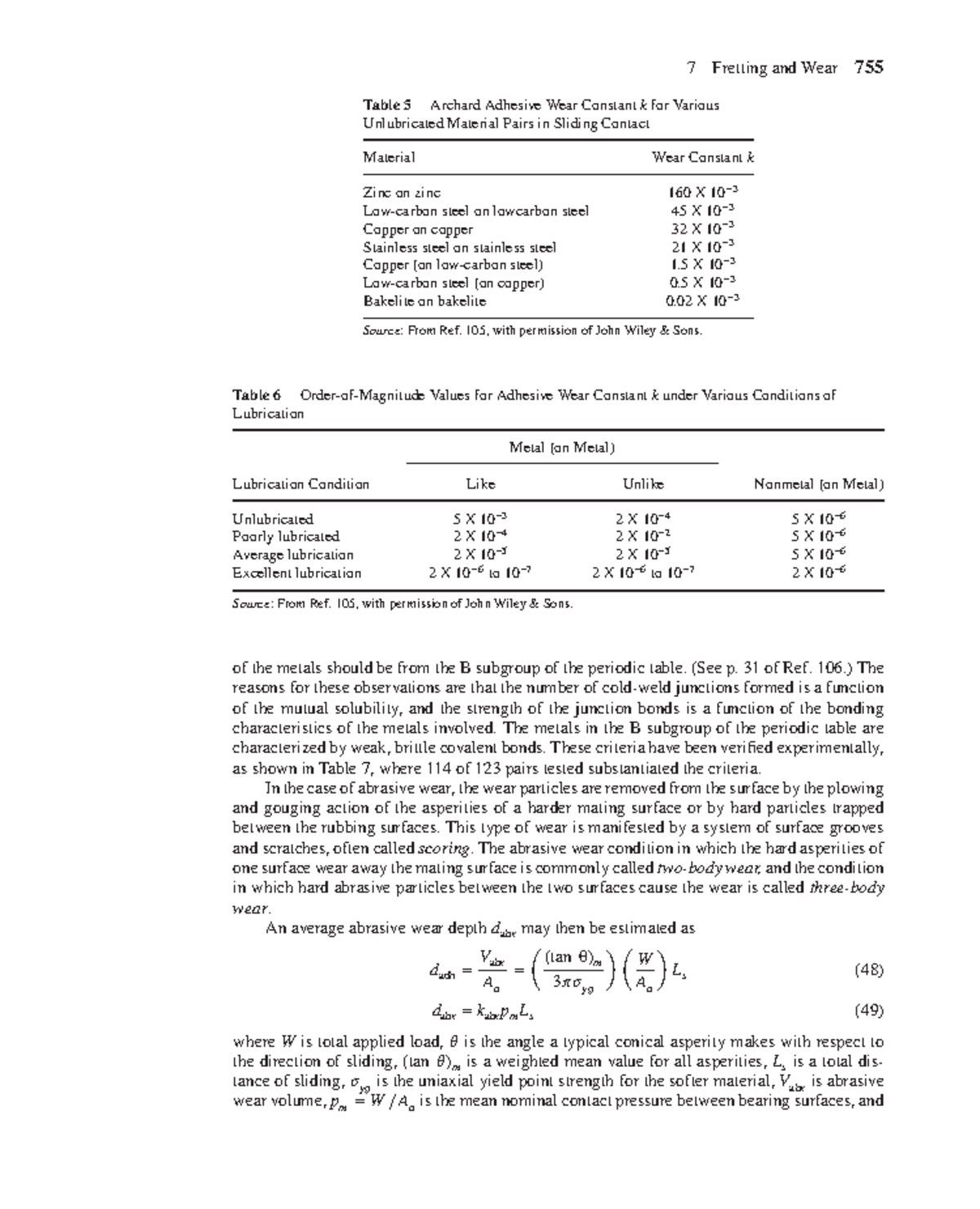 Mechanical Engineers Materials (78) - 7 Fretting and Wear 755 Table 5 ...