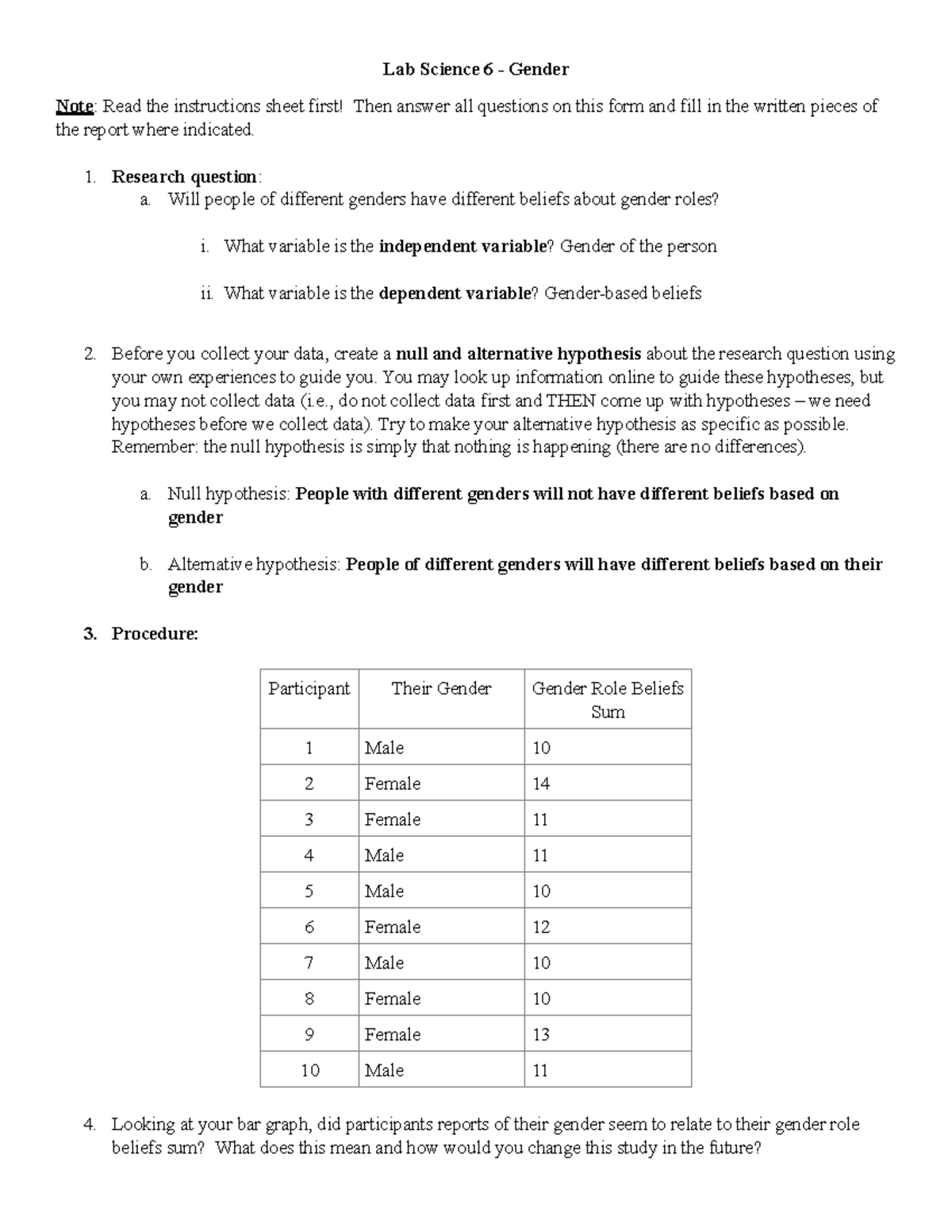 Lab - Gender - F22 Report Form - Lab Science 6 - Gender Note: Read the ...