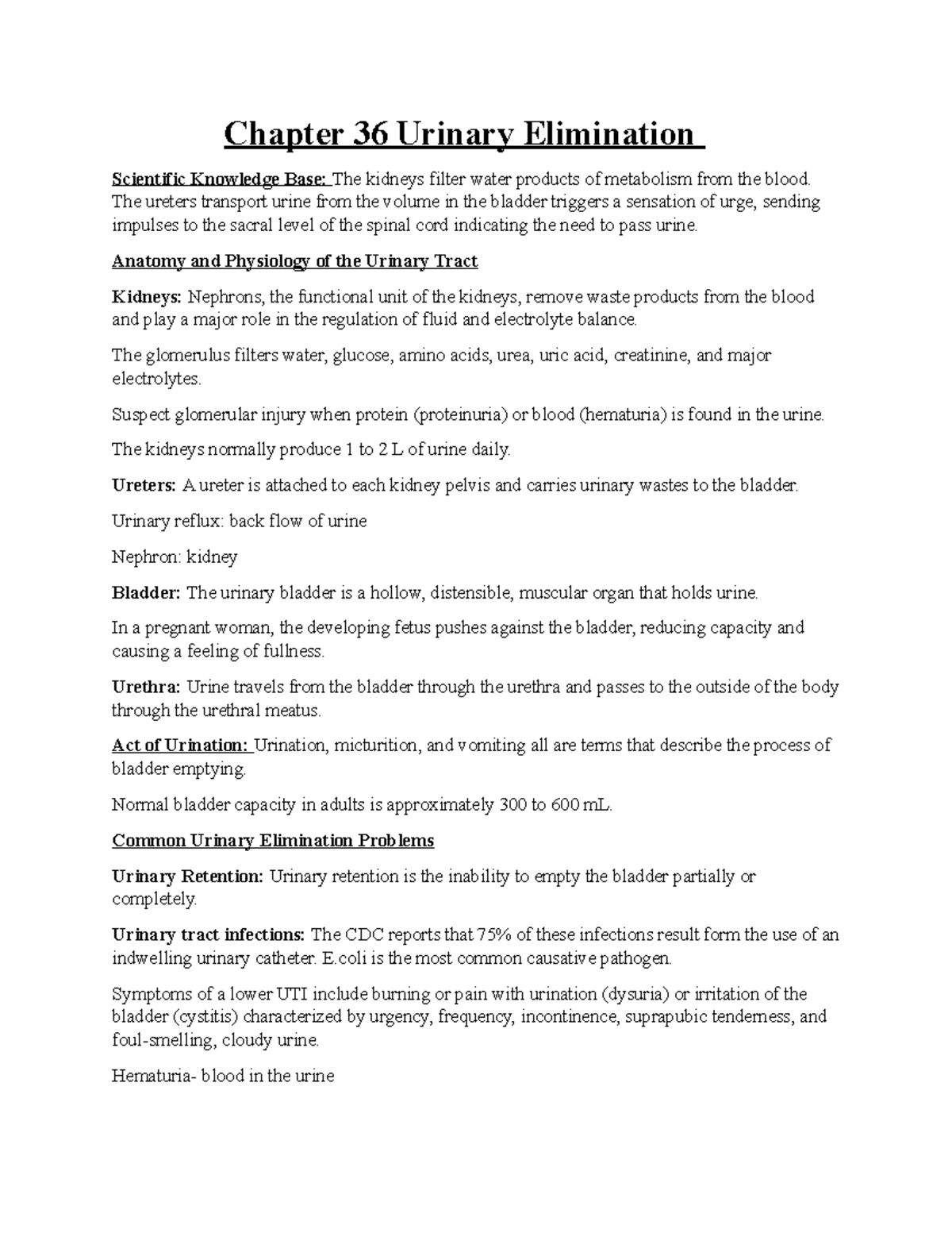 Chapter 36 Urinary Elimination - Chapter 36 Urinary Elimination ...