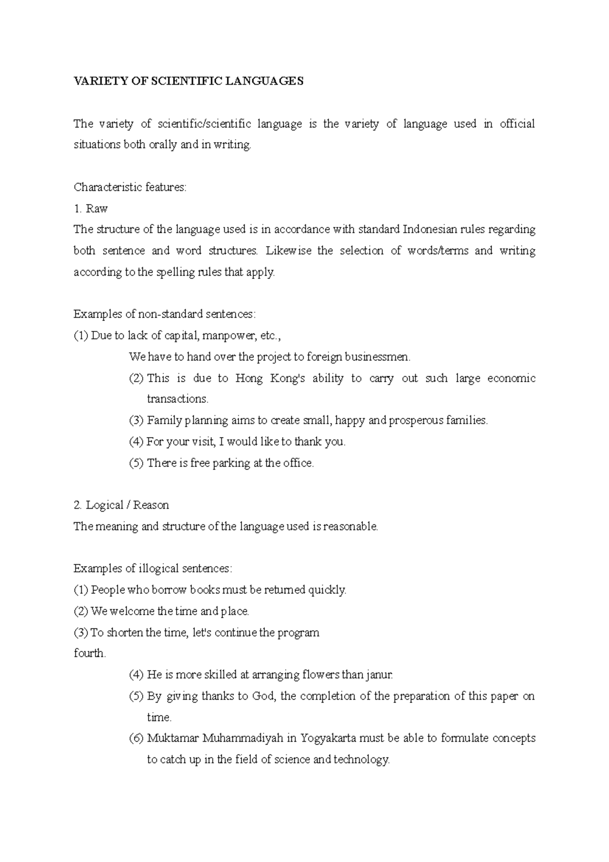 Variety Of Scientific Languages - VARIETY OF SCIENTIFIC LANGUAGES The ...