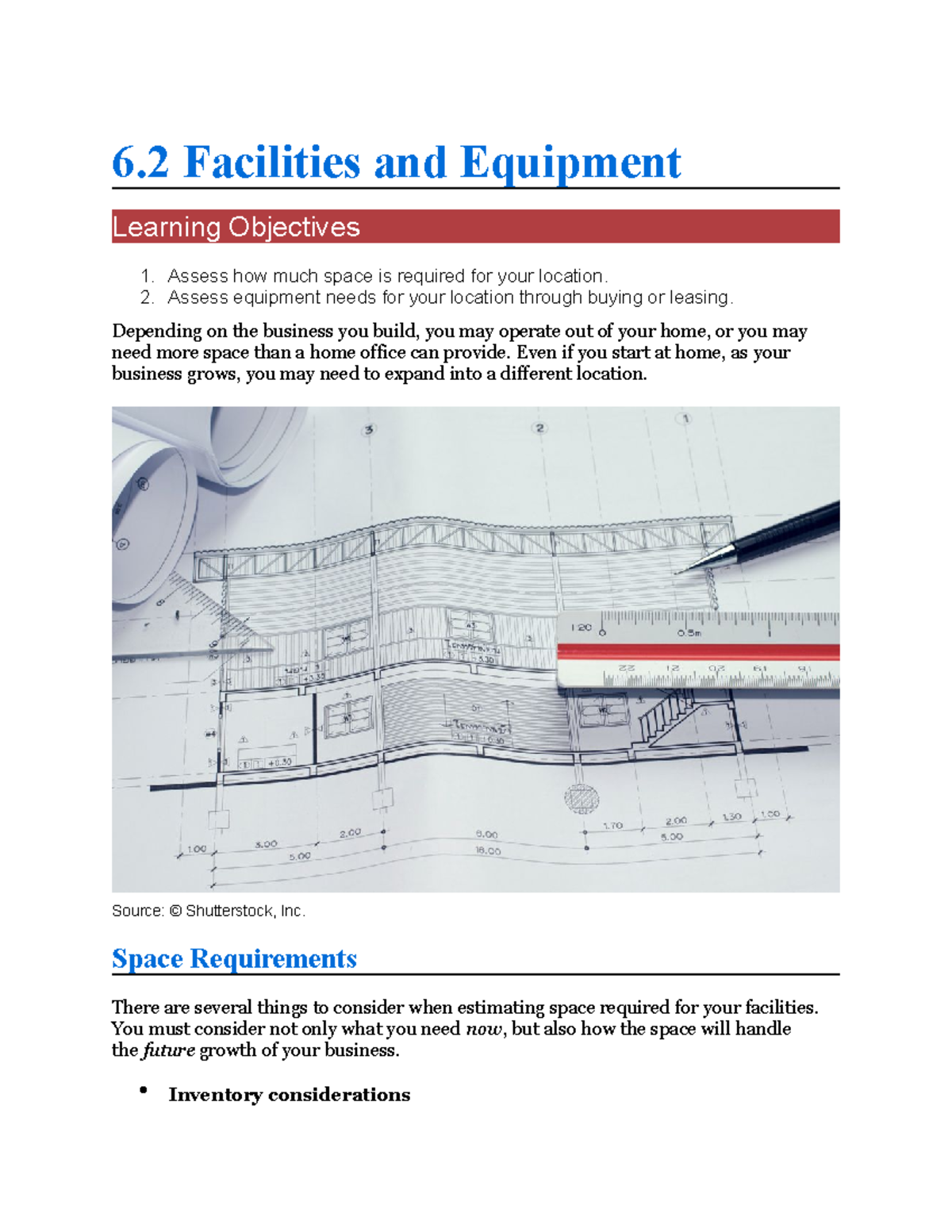 6.2 Facilities and Equipment - Lecture Notes - 6 Facilities and ...