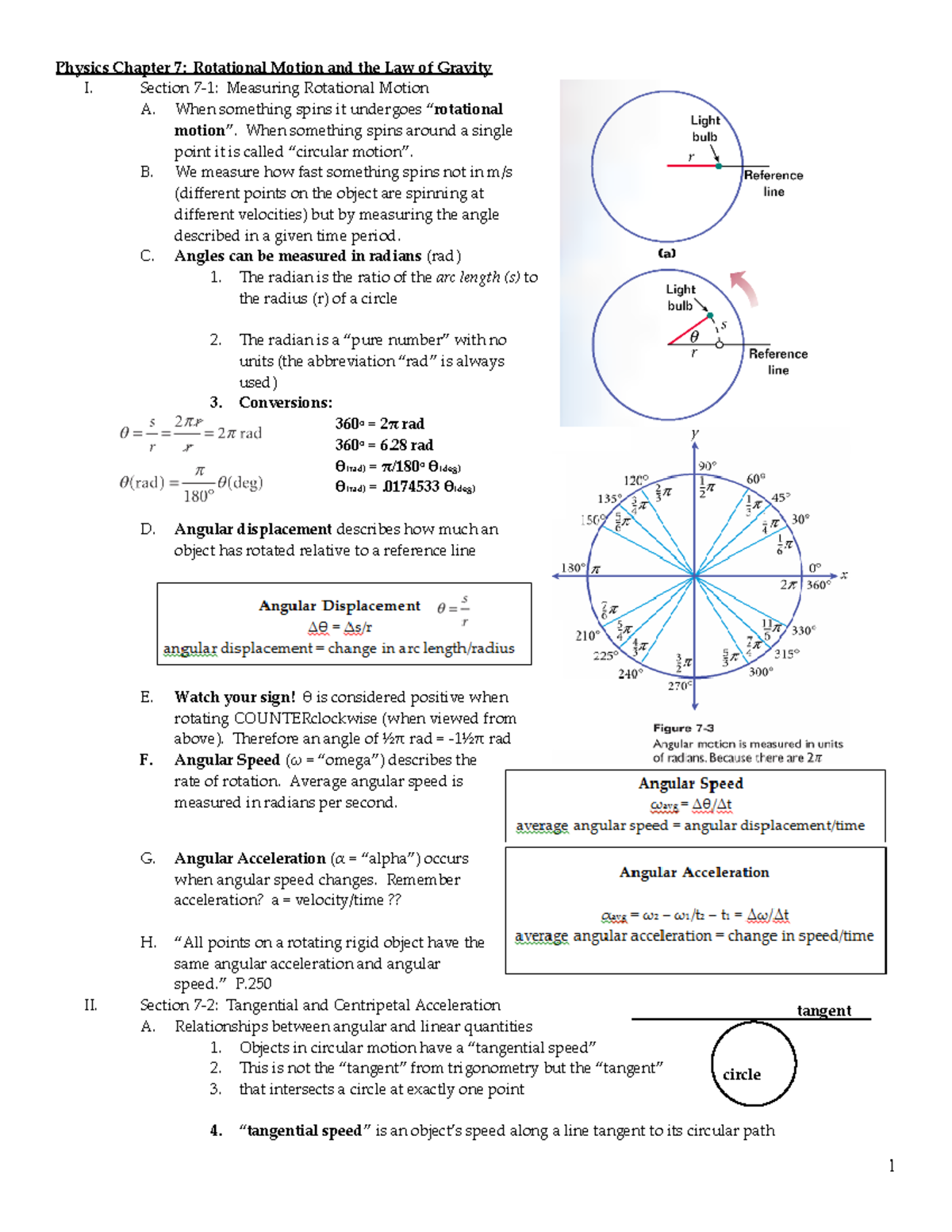 Centripetal motion Gravitation Notes - 1 Physics Chapter 7: Rotational ...