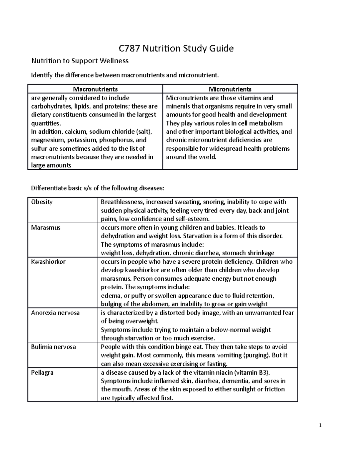 WGU C787 Nutrition Study Guide - C787 Nutrition Study Guide Nutrition ...