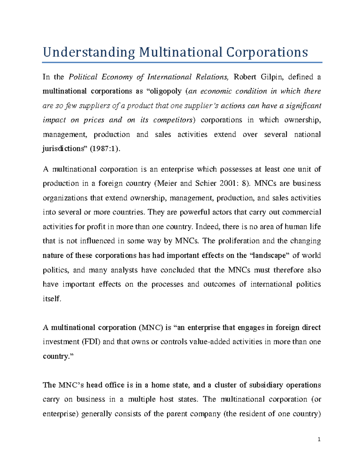 Understanding Multinational Corporations - A multinational corporation ...