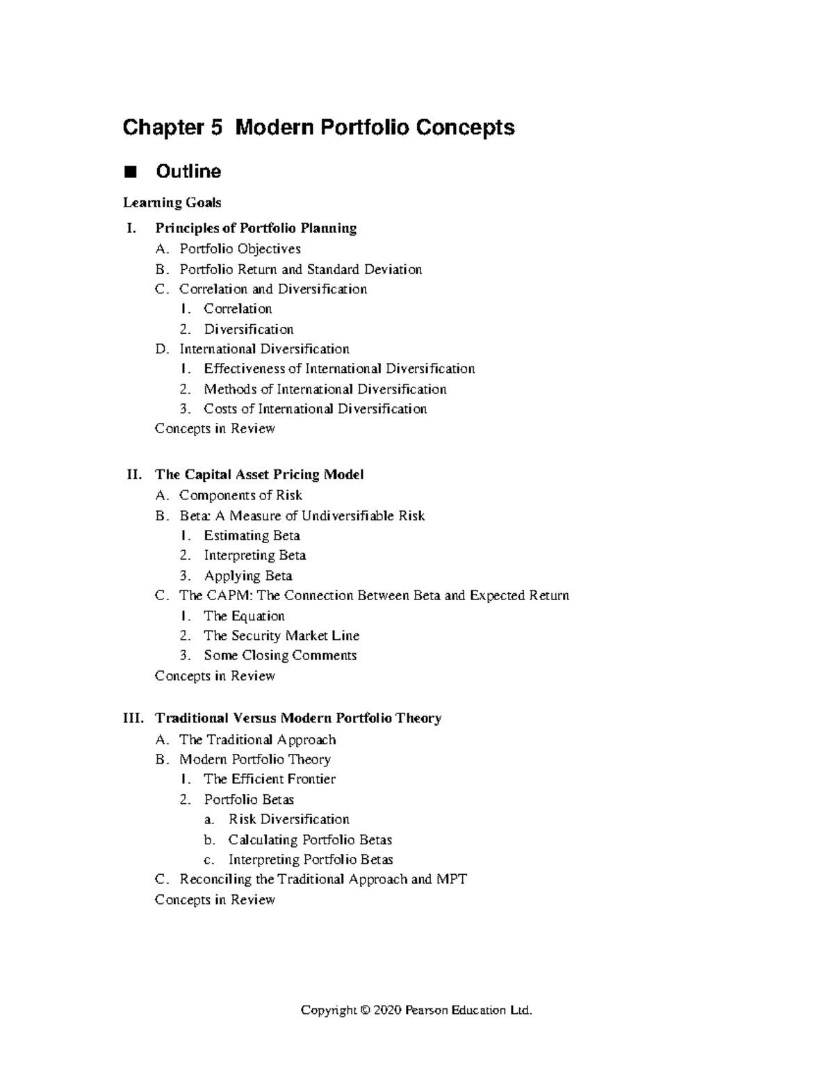 IM14e CH05 - 000 - Chapter 5 Modern Portfolio Concepts Outline Learning Goals I. Principles of ...