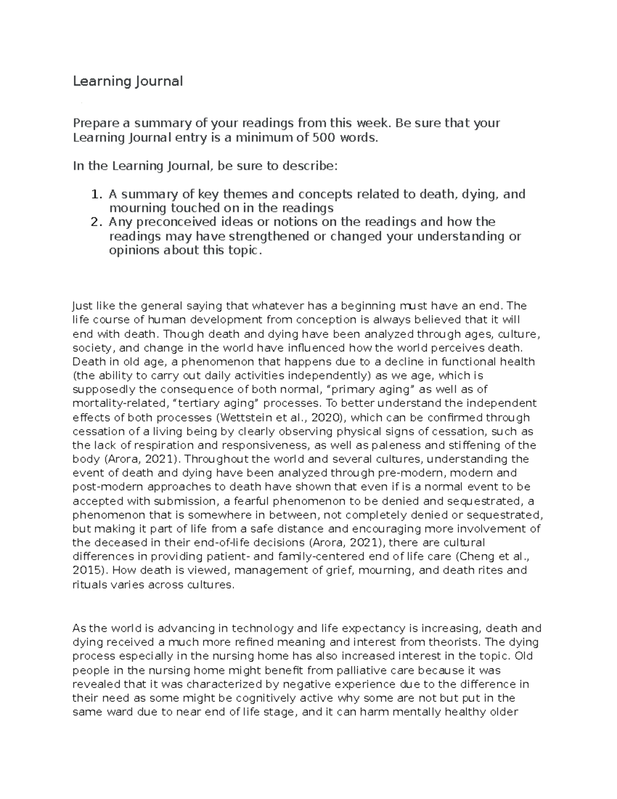 LJ WEEK Eight - LEARNING JOURNAL - Learning Journal Prepare a summary ...