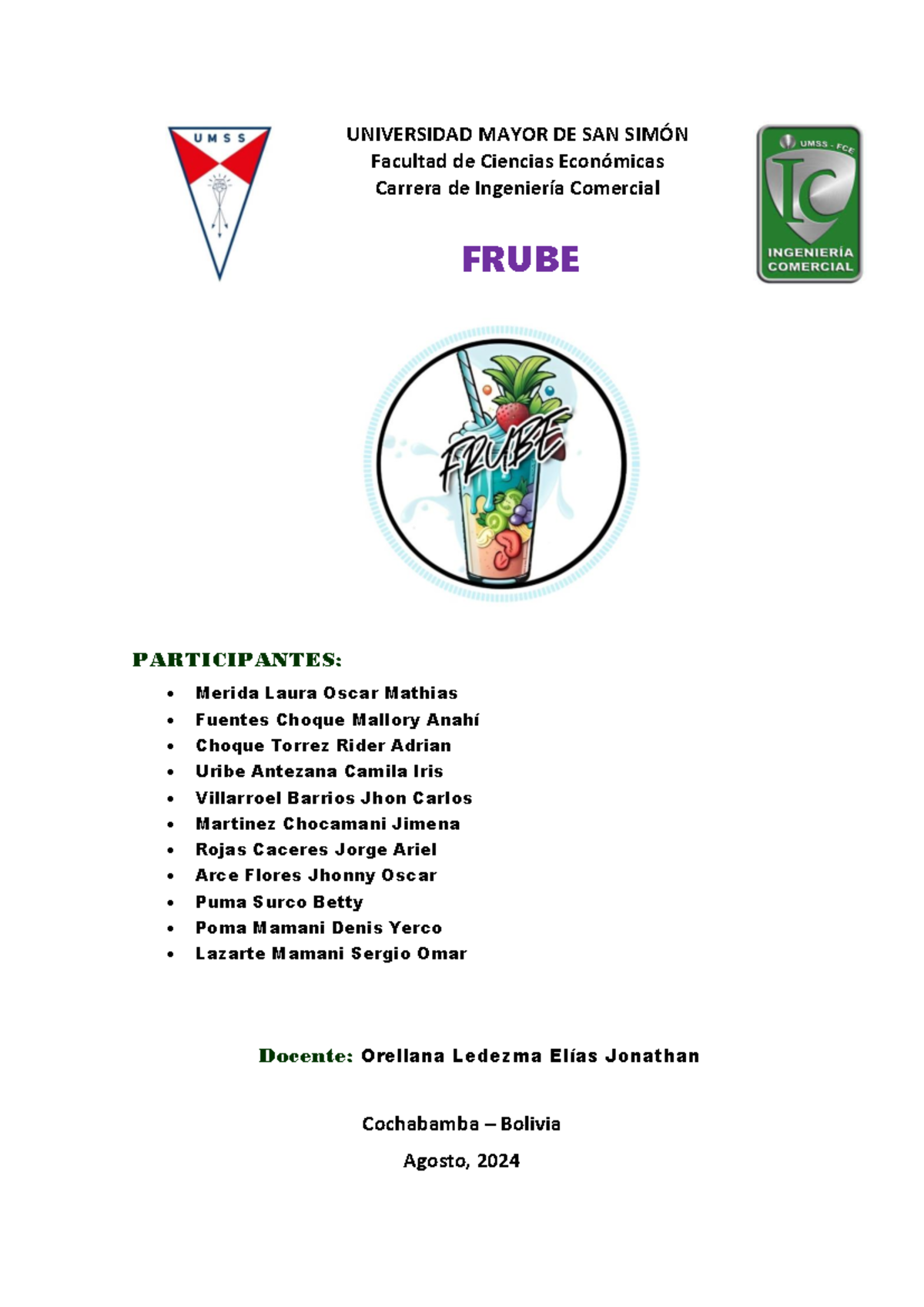 Universidad Mayor DE SAN SIMÓ Emprendimiento Frube ...