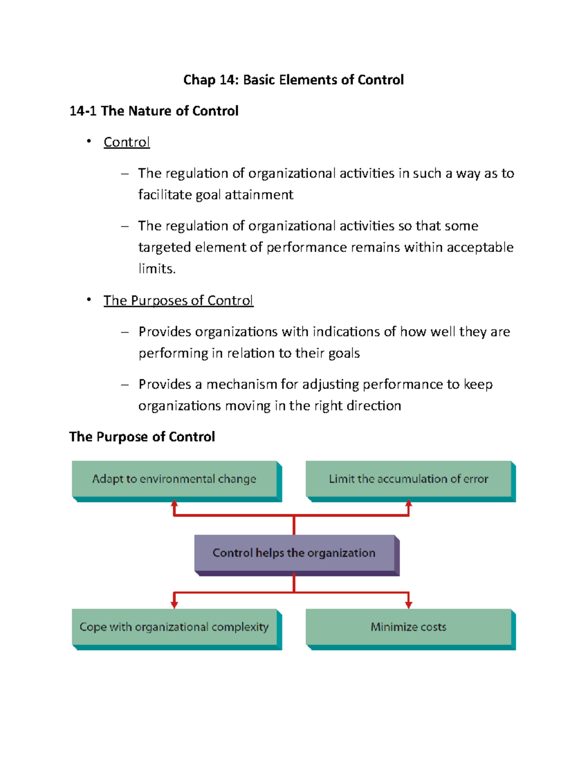 MGT chap 14 - MGT chap14 - Chap 14: Basic Elements of Control 14-1 The ...