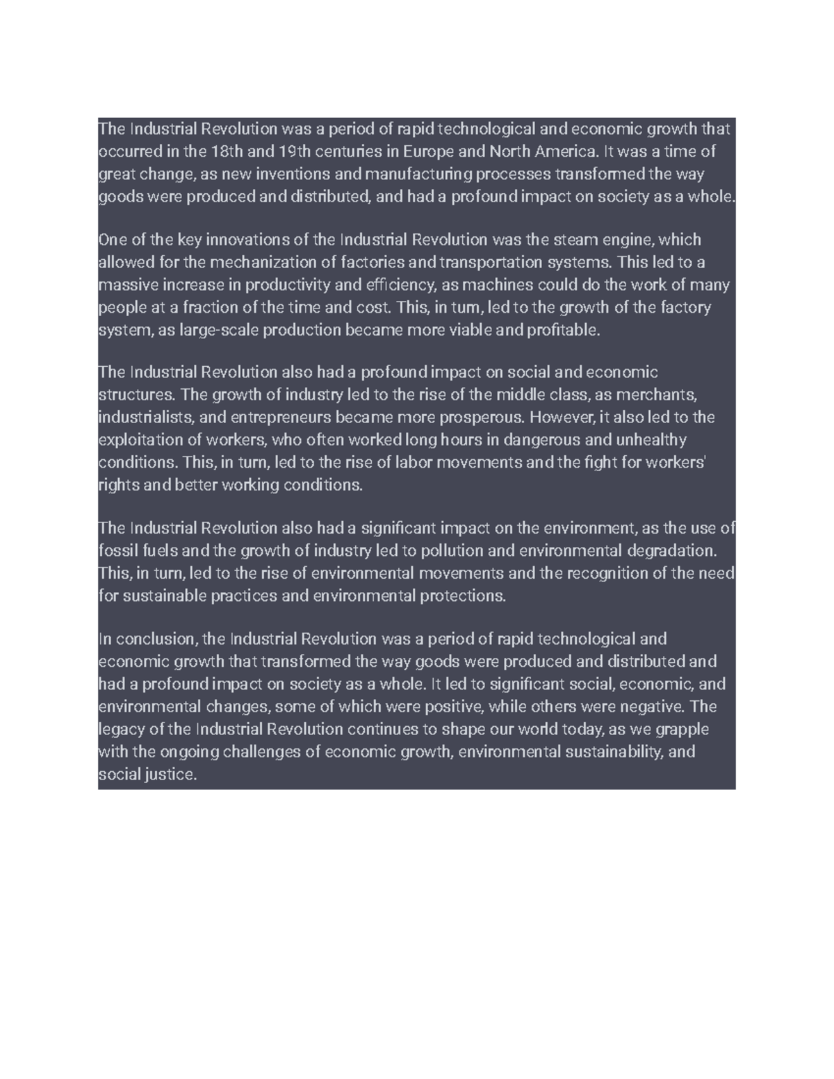 The Industrial Revolution was a period of rapid technological and ...