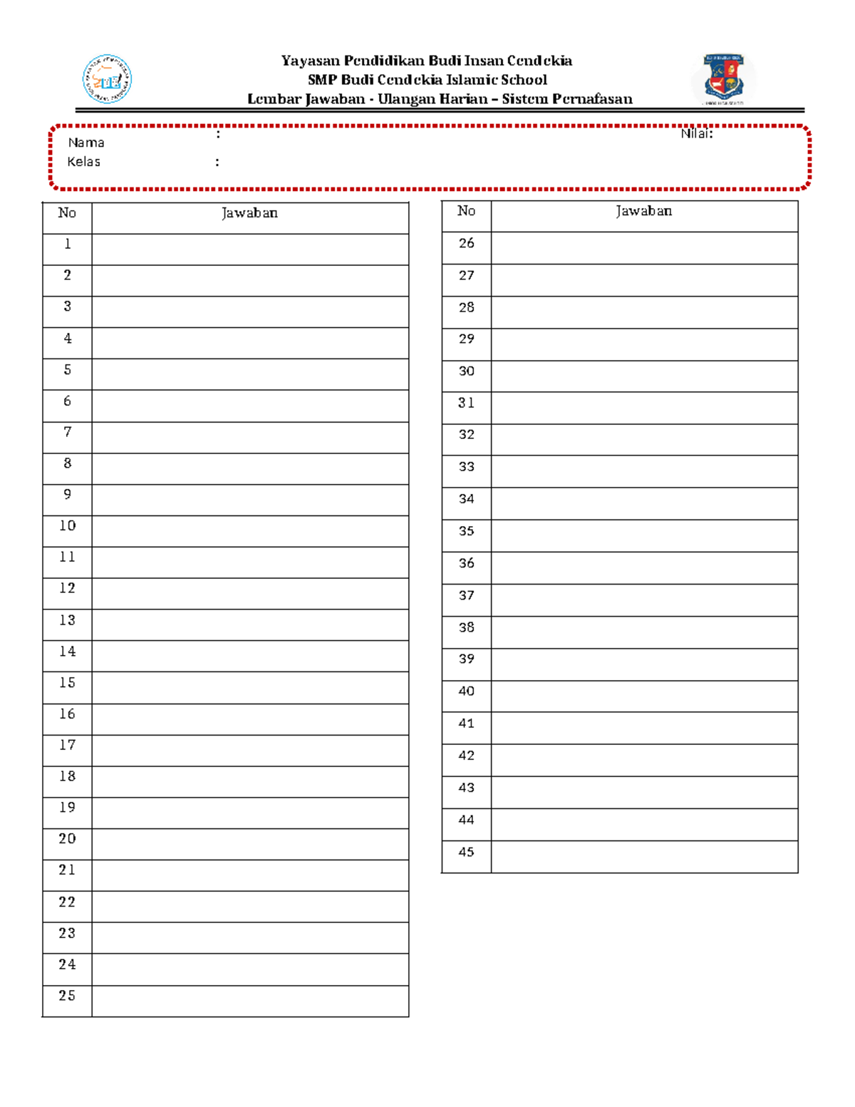 Lembar jawaban isian - ooo - Penilaian Kinerja Kepala Sekolah - Yayasan ...