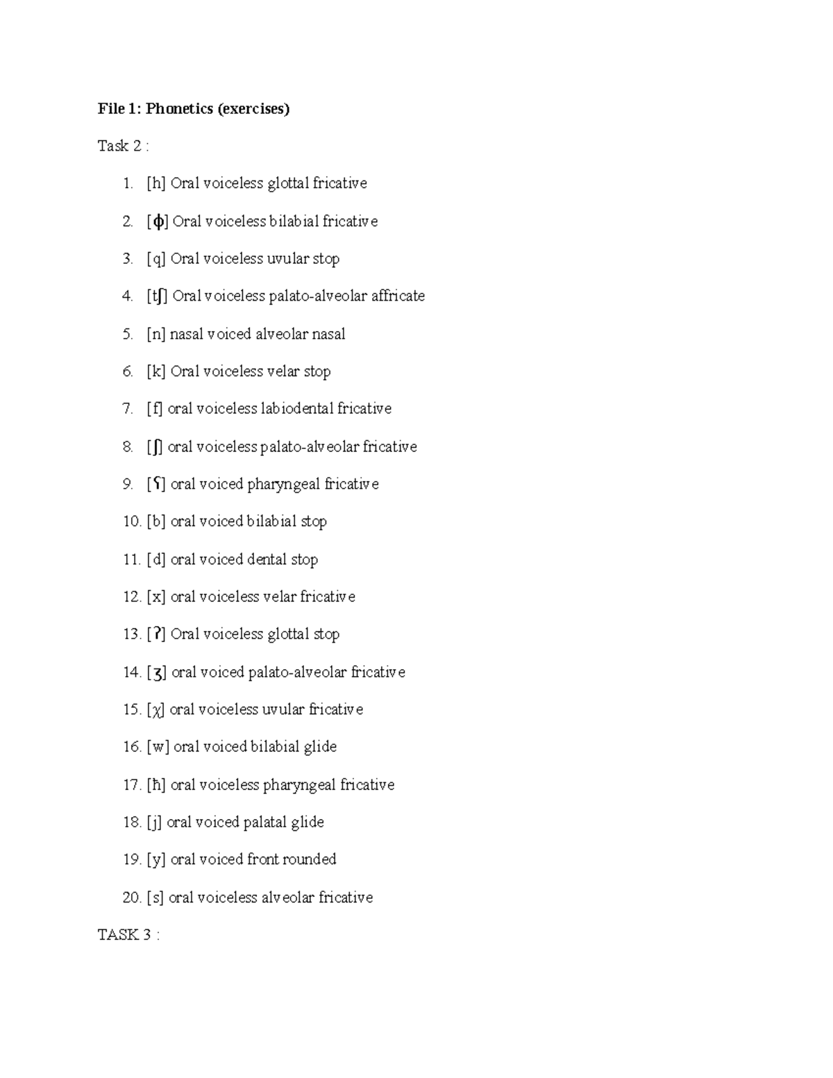 Phonology exercises zineb maddahi - File 1: Phonetics (exercises) Task ...